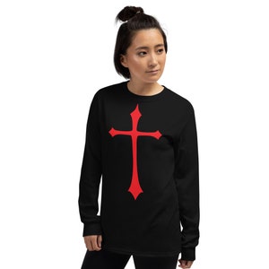 Red Gothic Medeival Holy Cross Long Sleeve Shirt - Etsy