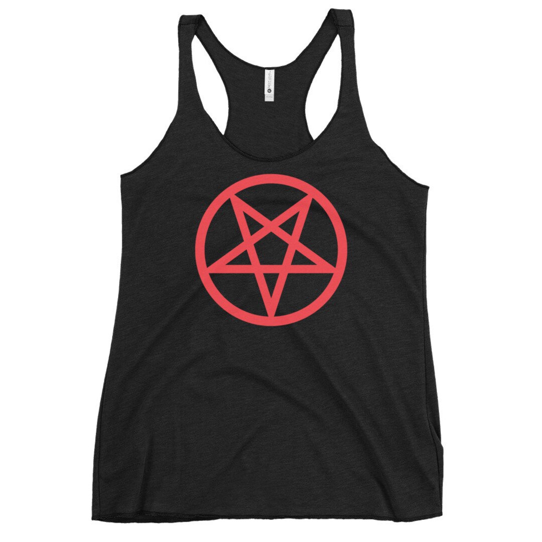 Red Classic Inverted Pentagram Occult Symbol Women's Racerback Tank Top ...