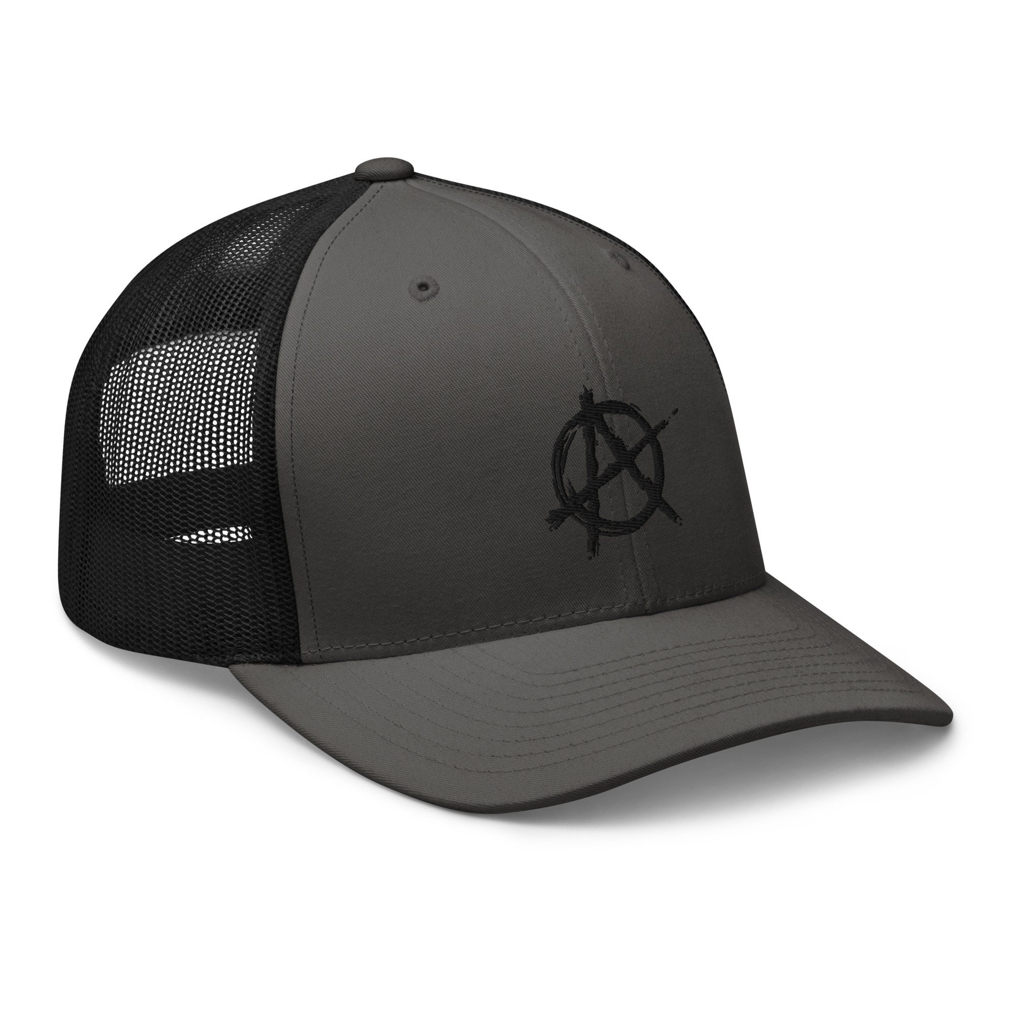Black Anarchy Sign Punk Rock Chaos Embroidered Retro Trucker Cap ...