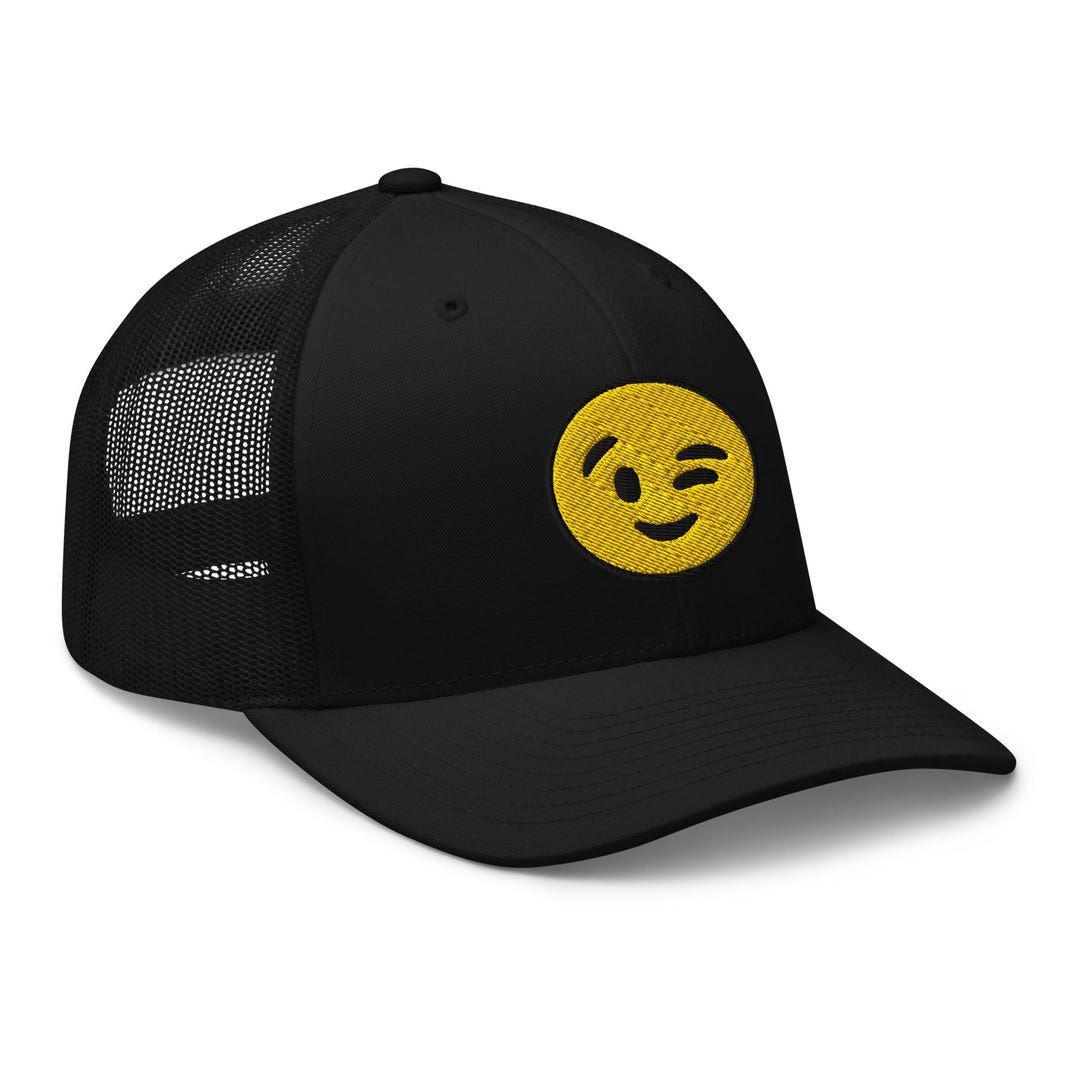 Winking Face Emoji Emoticon Trucker Cap Snapback Hat - Etsy