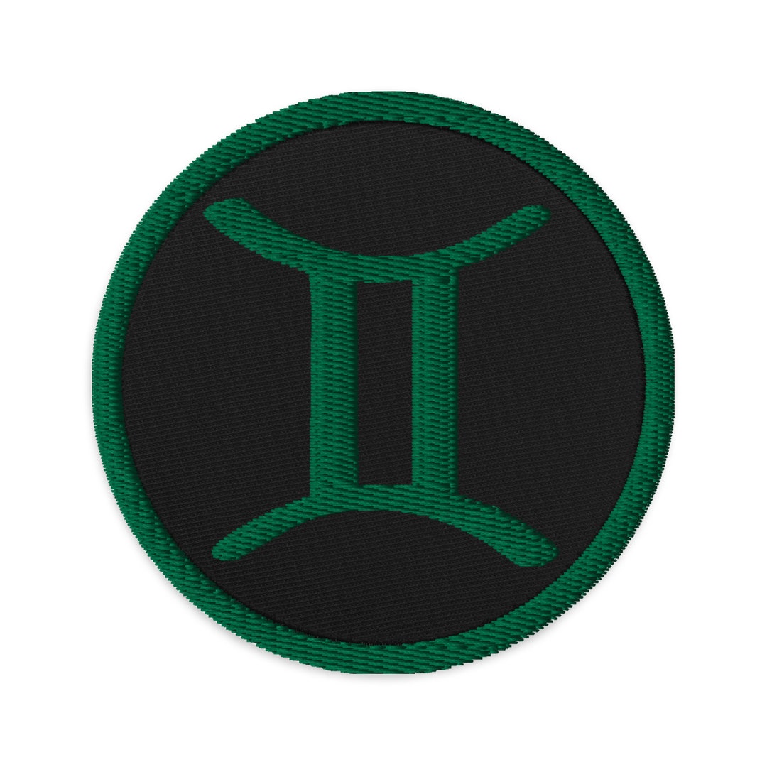 Zodiac Sign Gemini Embroidered Patch Astrology Horoscope Green Thread ...