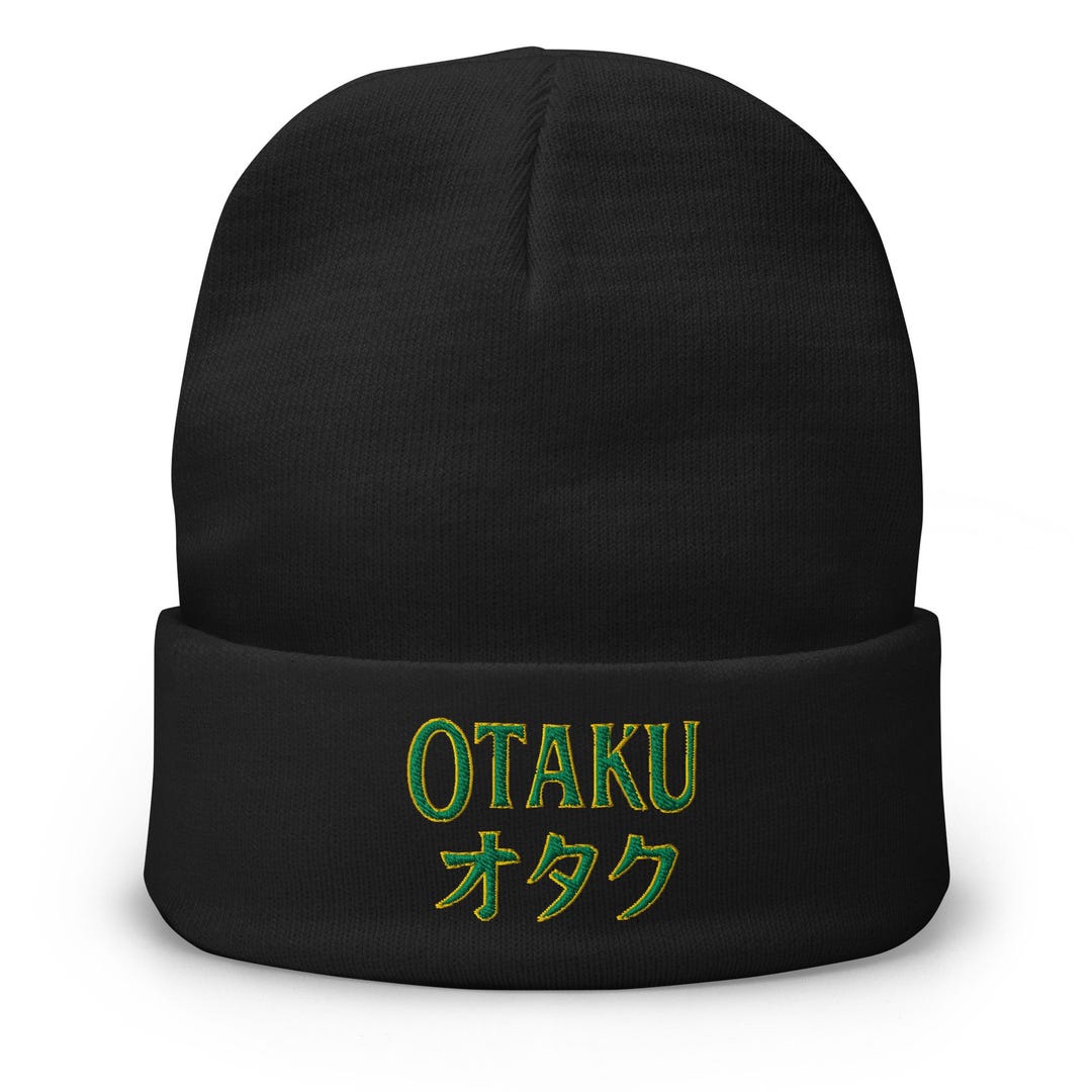 Otaku オタク Embroidered Cuff Beanie – Gothic Anime Japanese Streetwear ...