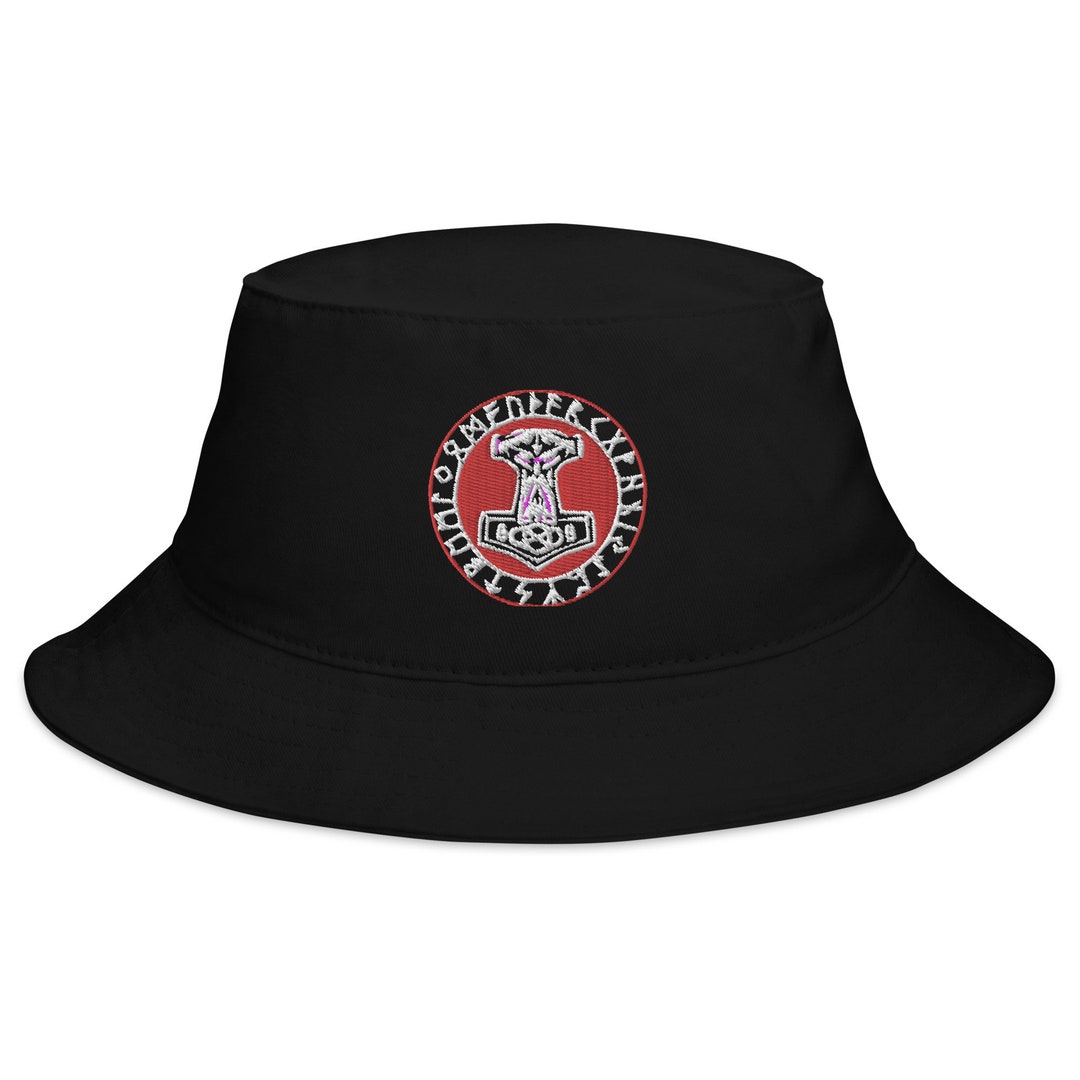 Odin Hammer Viking Runes Embroidered Bucket Hat God of War - Etsy