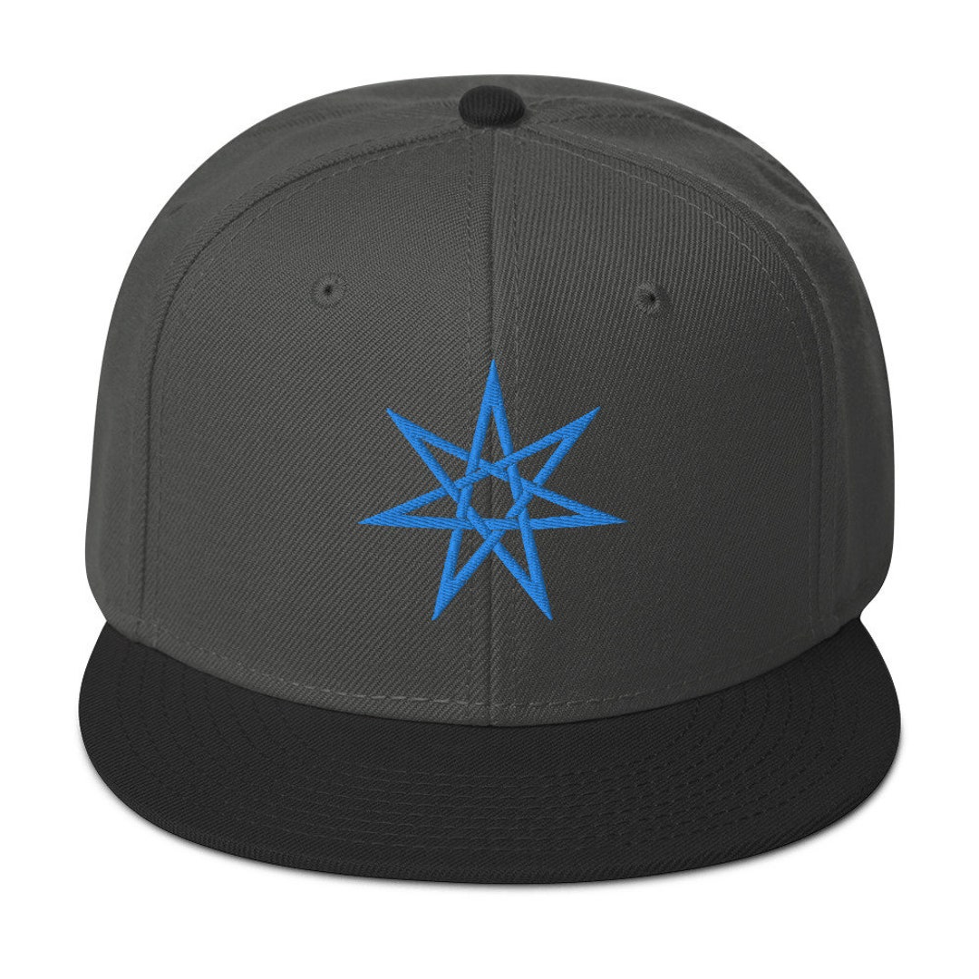 Blue Elven Star Witchcraft Symbol Embroidered Flat Bill Cap Snapback ...