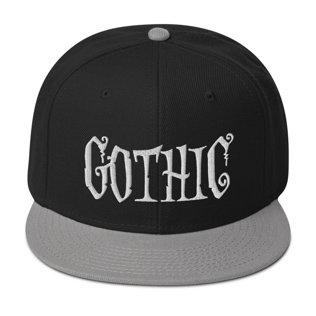 White Gothic Dramatic Style Embroidered Flat Bill Cap Snapback Hat - Etsy