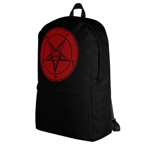 Solid Red Sigil of Baphomet Church of Satan Pentagram Backpack School ...