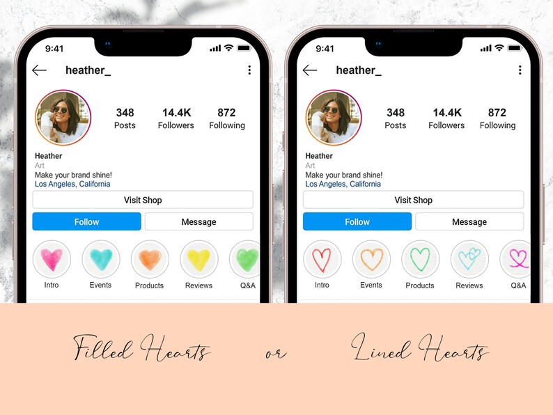 18 Pastel Heart Watercolor Instagram Highlight Covers, IG Story ...