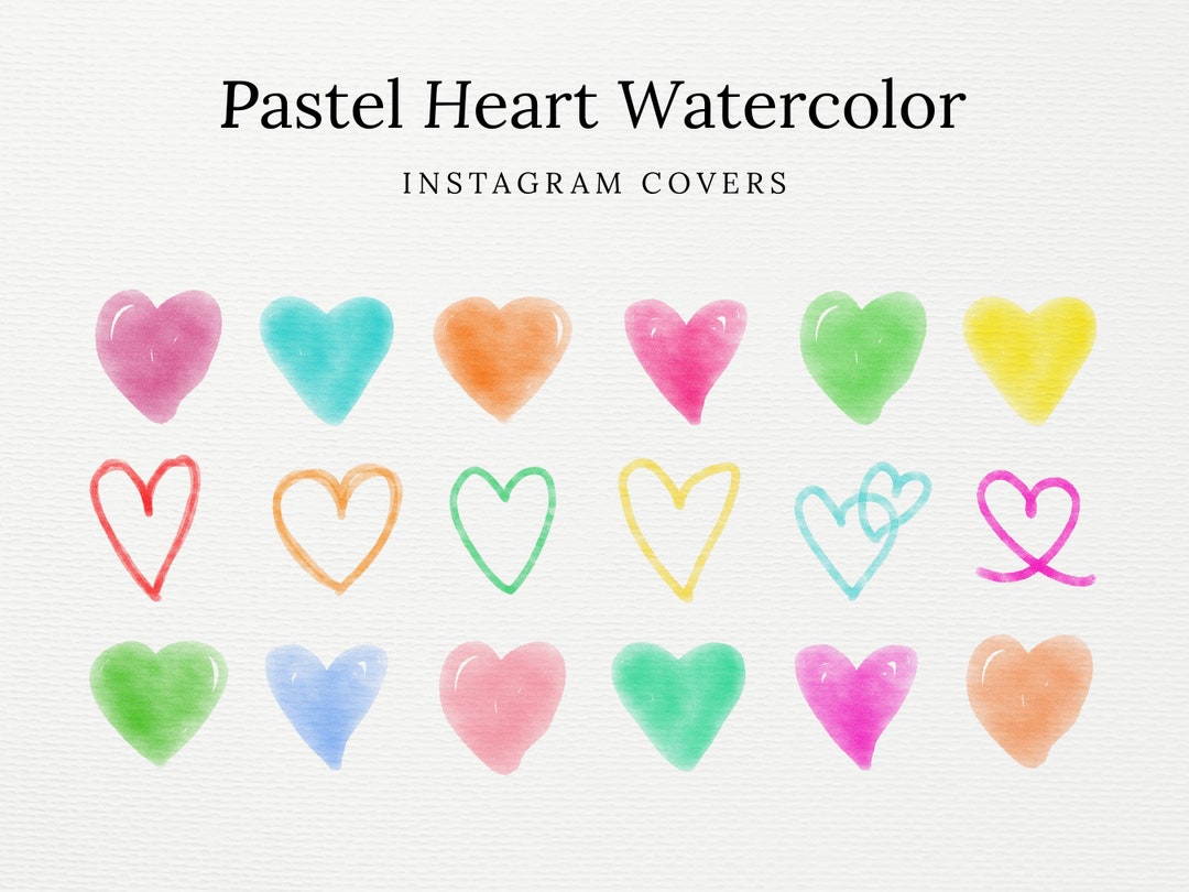 18 Pastel Heart Watercolor Instagram Highlight Covers, IG Story ...