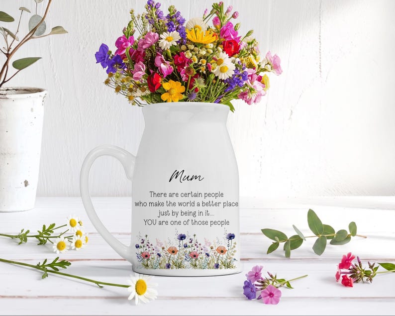 Personalised Ceramic Small Vase - Jug - Mum - Friend - Sister Gift ...