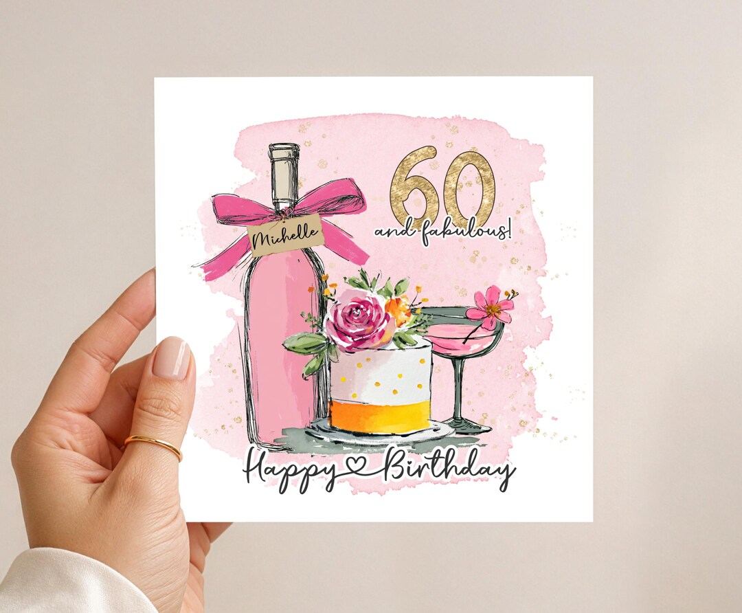 Personalised 60th Birthday Card for Her : Sixty & Fab - Etsy UK