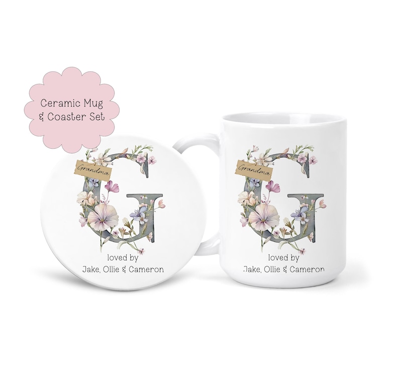 Personalised Mug & Ceramic Coaster Set - Grandma - Granny - Loved by ...