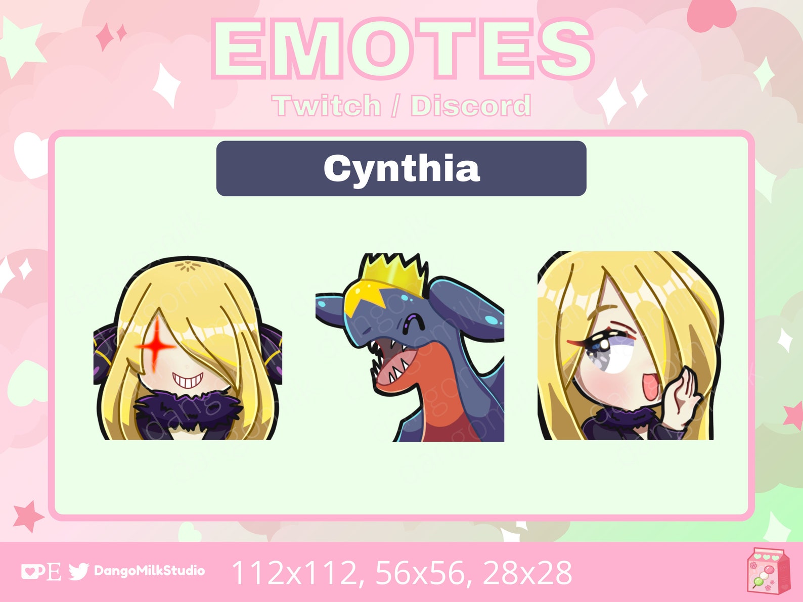 Twitch Emotes Cynthia and Garchomp Emote Pack Twitch/discord - Etsy