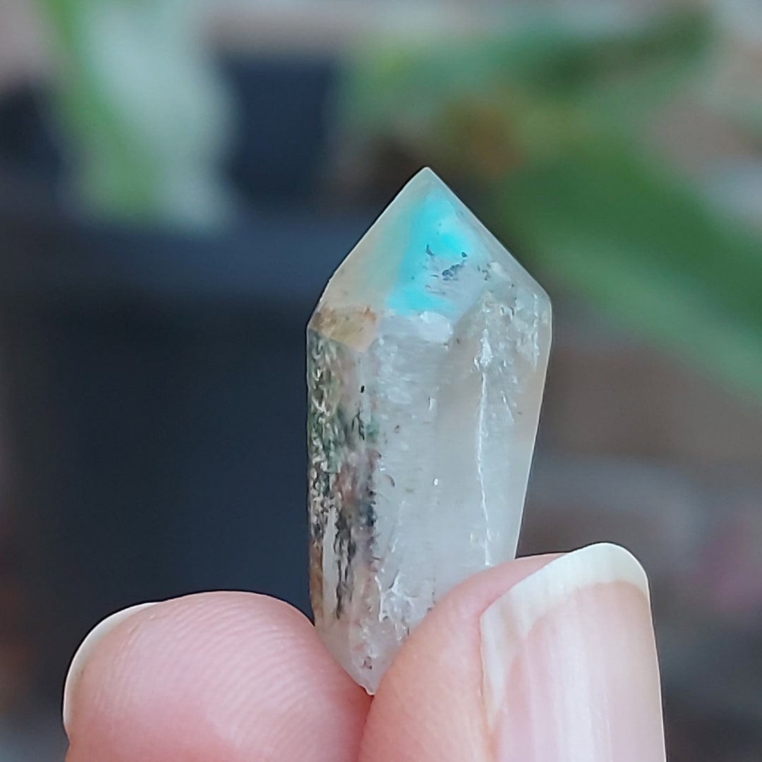Rare Single Ajoite in Quartz Crystal With Hematite and Chlorite Garden ...