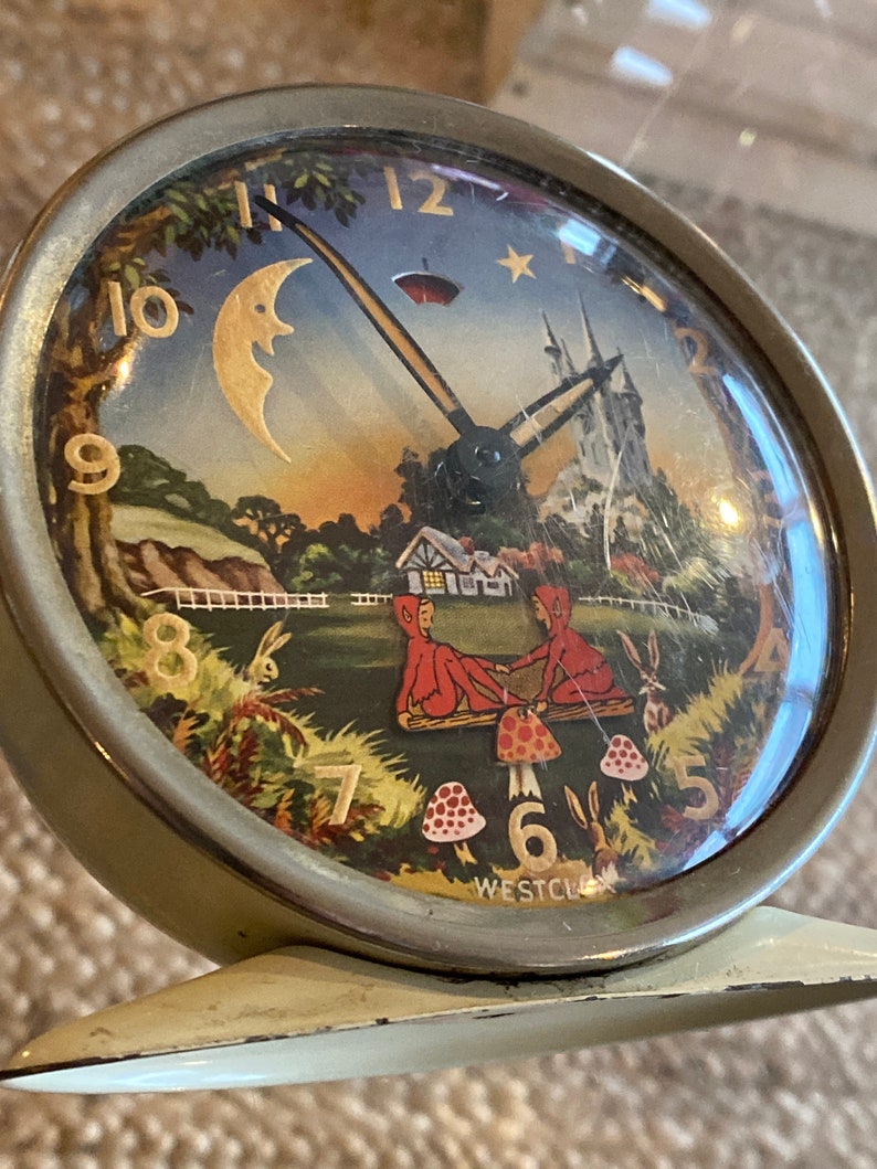 Vintage Animated Westclox Fairytale Land Elves Moon Childrens 50s Alarm ...