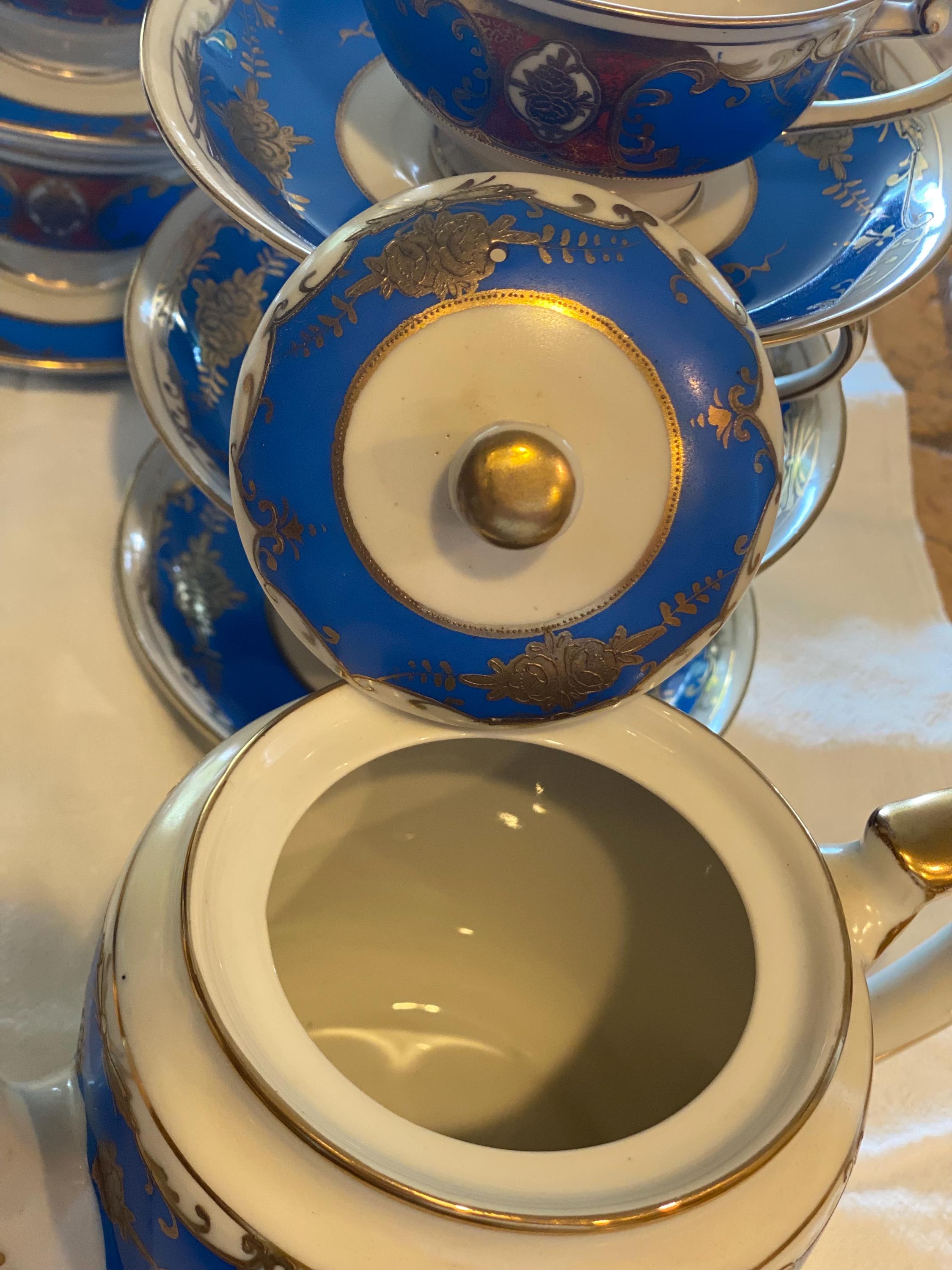 HIRA China Made in Japan Blue and Gold Tea Set - Etsy