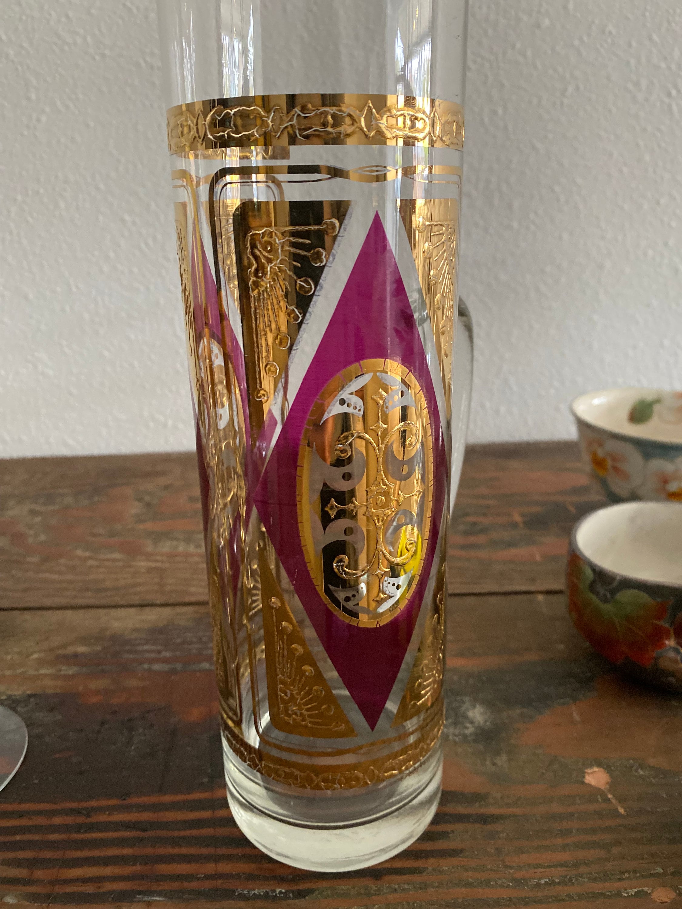 Culver 22k Gold and Cranberry Cocktail Pitcher - Etsy