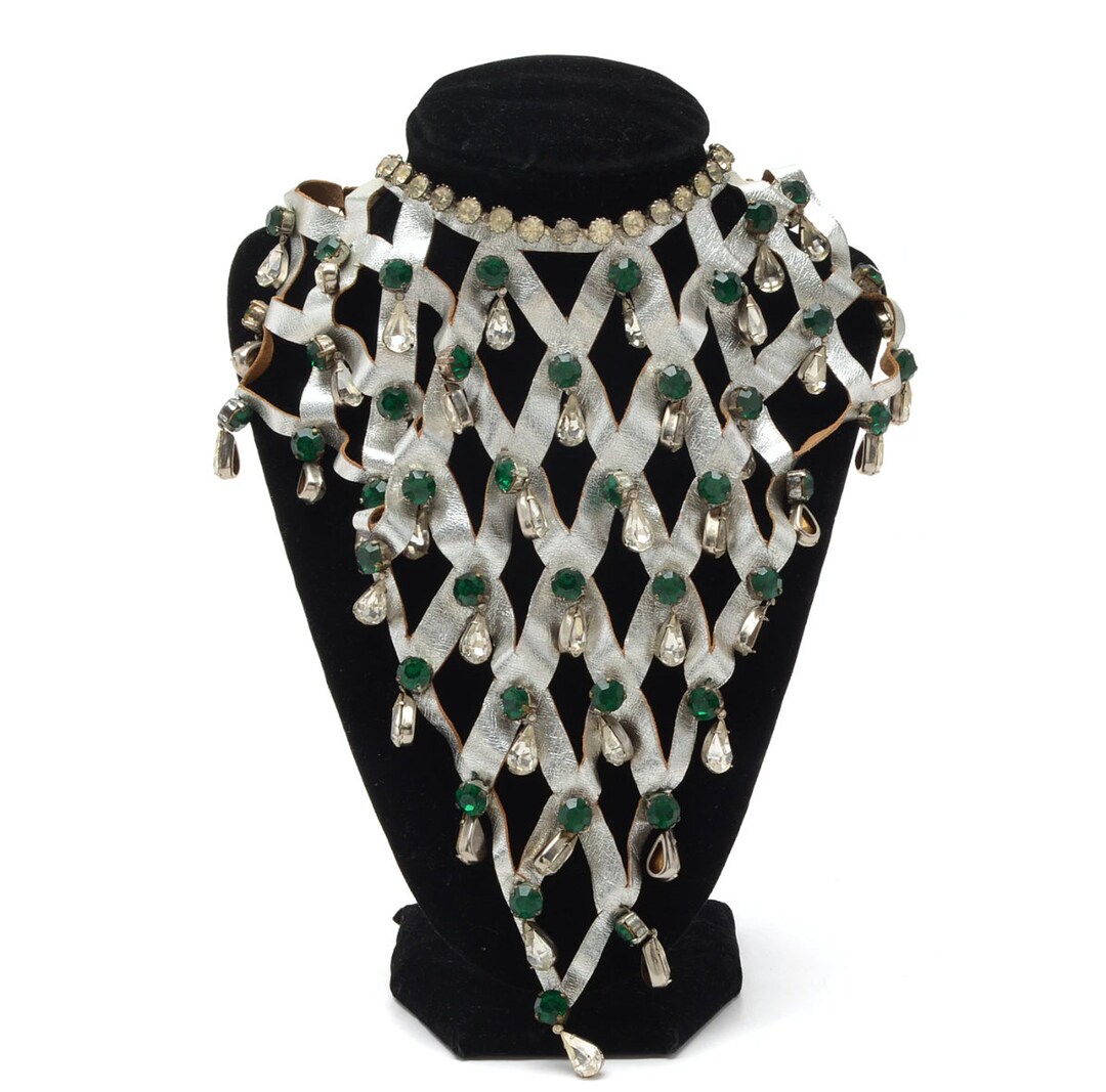 Lee Menichetti Vintage Glass and Rhinestone Necklace - Etsy