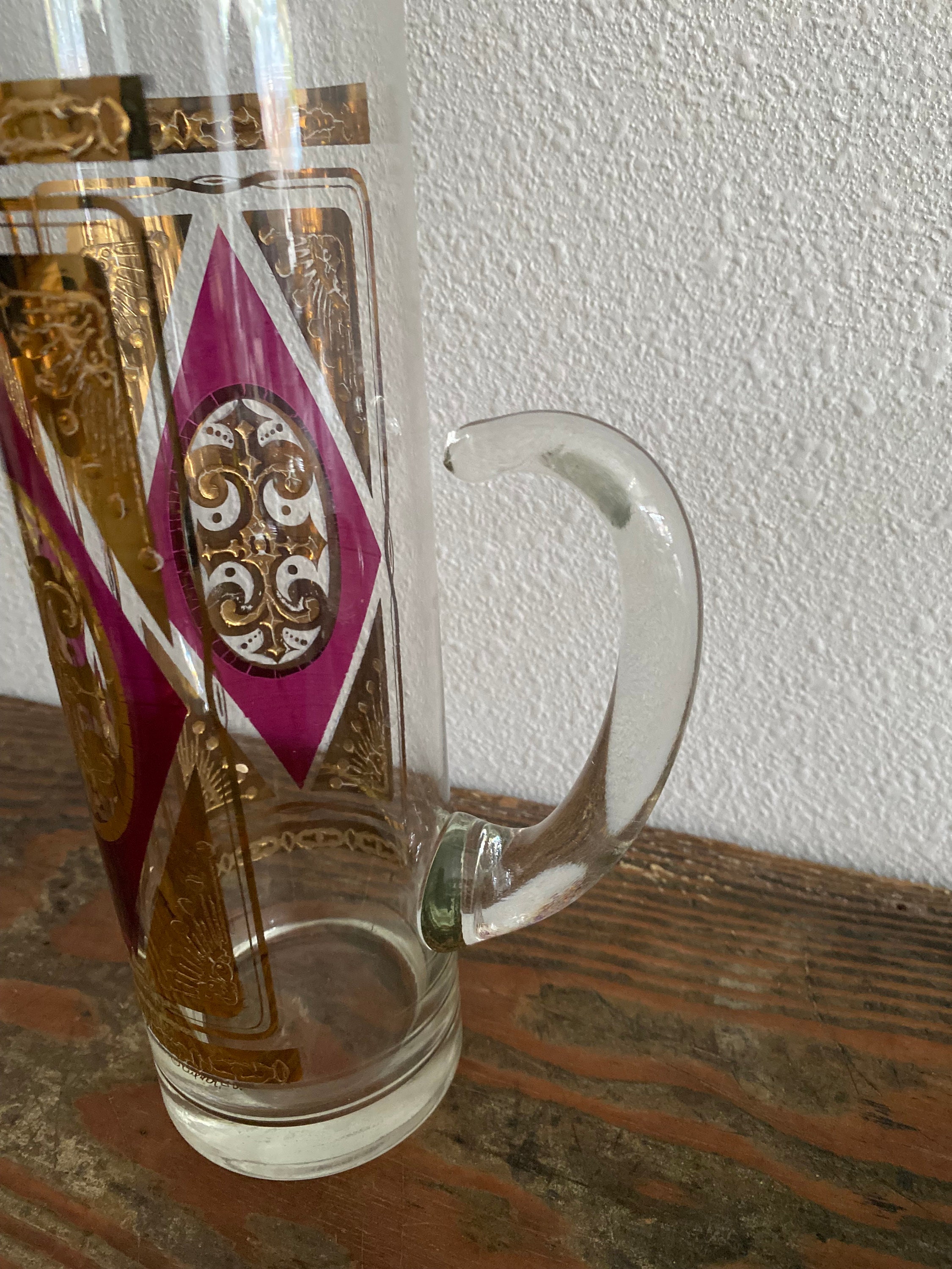 Culver 22k Gold and Cranberry Cocktail Pitcher - Etsy