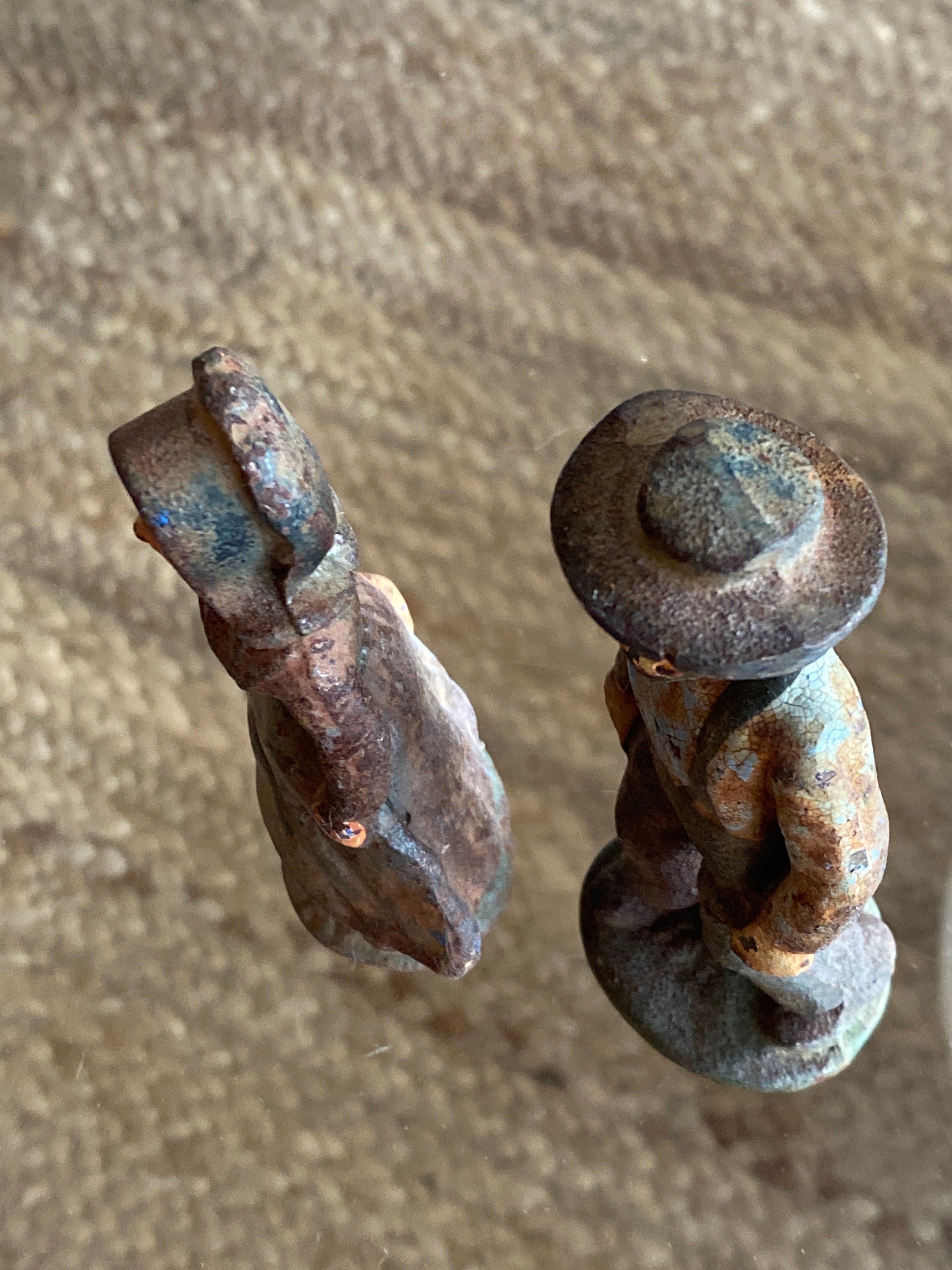 Antique Cast Iron Amish Woman and Man Figures Folk Art Statuette Toys ...