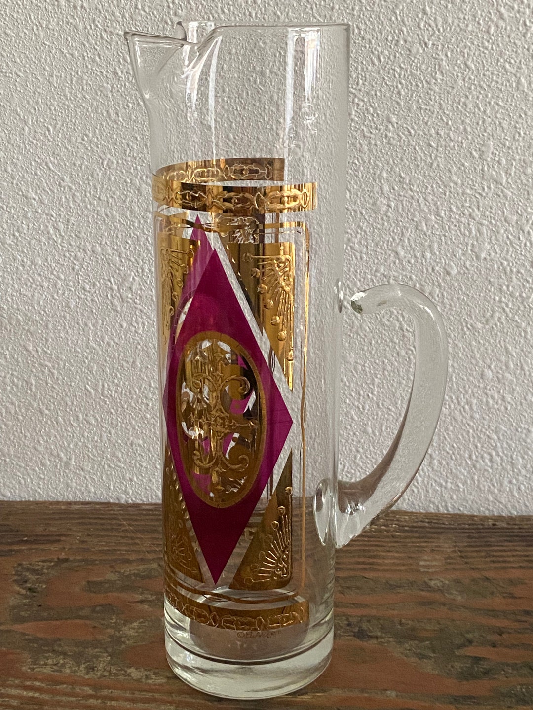 Culver 22k Gold and Cranberry Cocktail Pitcher - Etsy