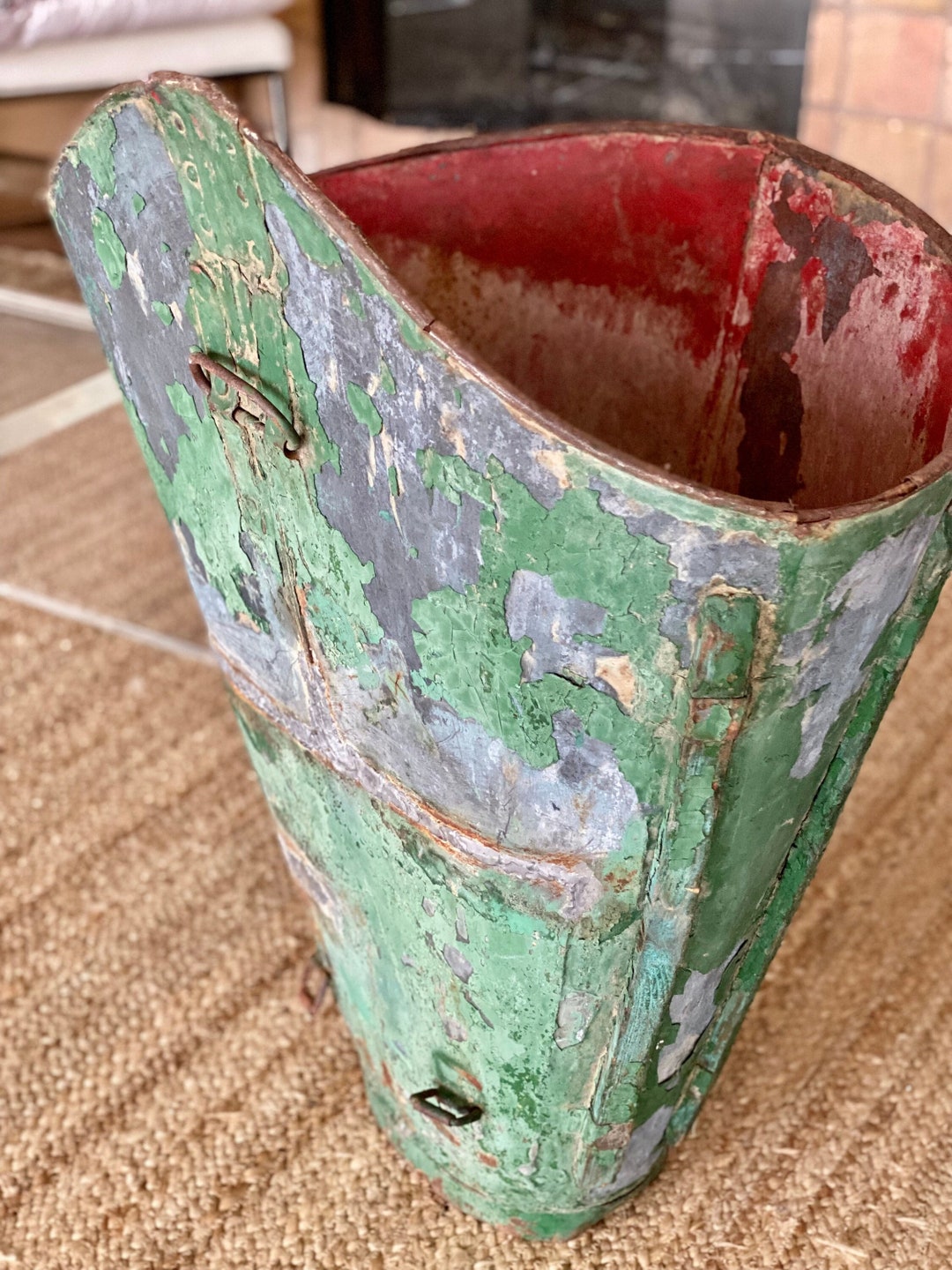 Antique French Painted Metal Grape Hod Harvest Gathering Basket Pickers ...