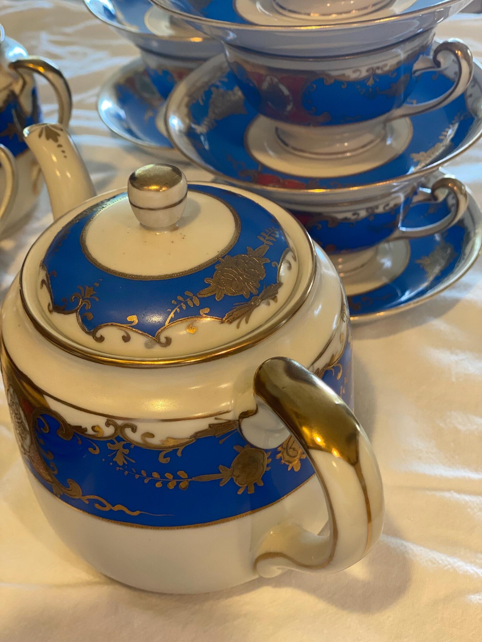 HIRA China Made in Japan Blue and Gold Tea Set - Etsy