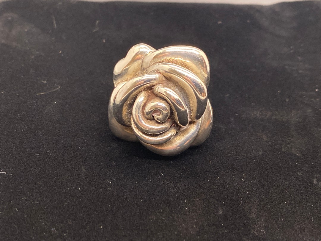 Vintage Sterling Silver Rose Ring Lost Wax Cast - Etsy