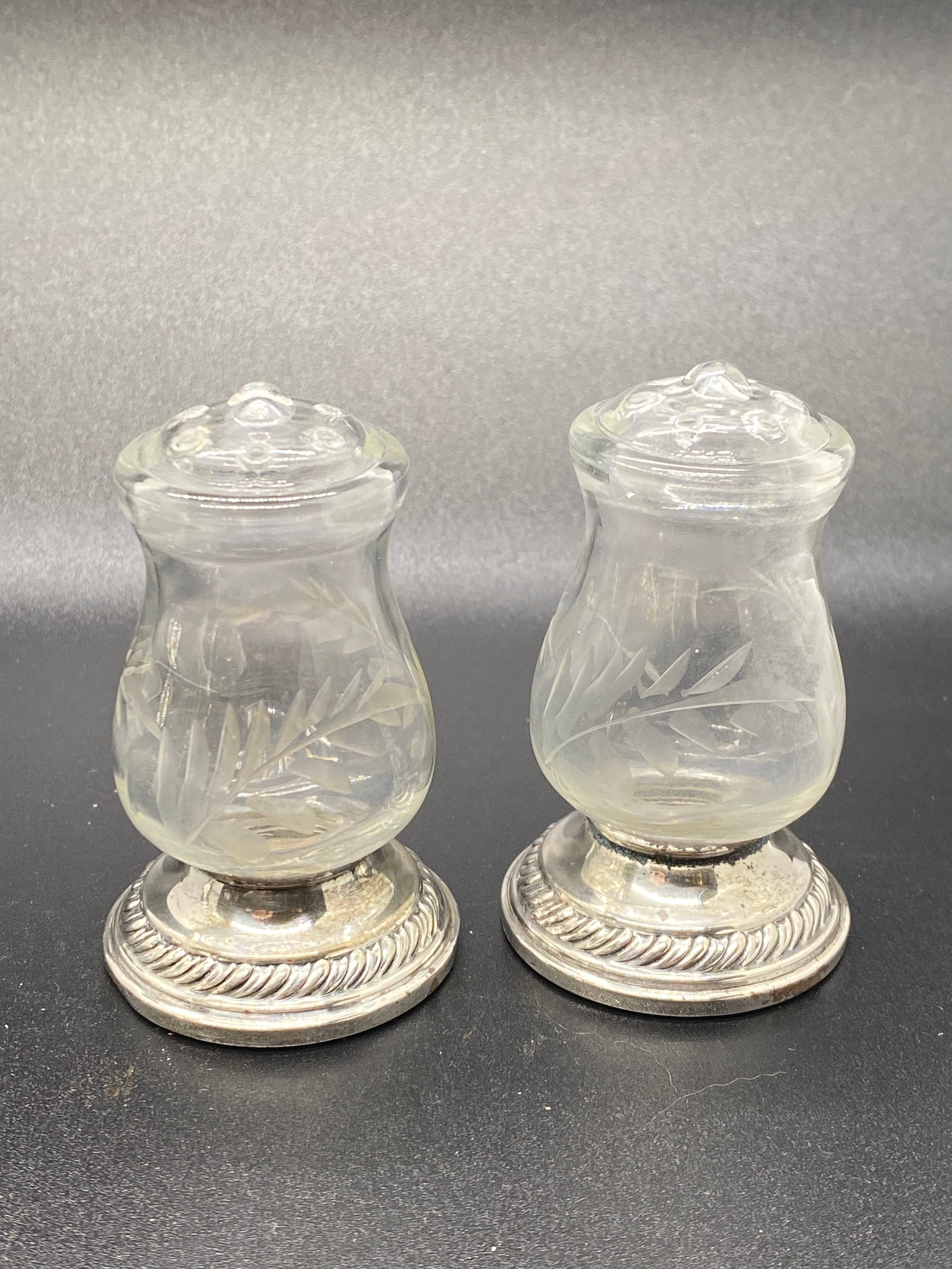 Quaker Sterling and Etched Glass Salt and Pepper Shaker Set - Etsy