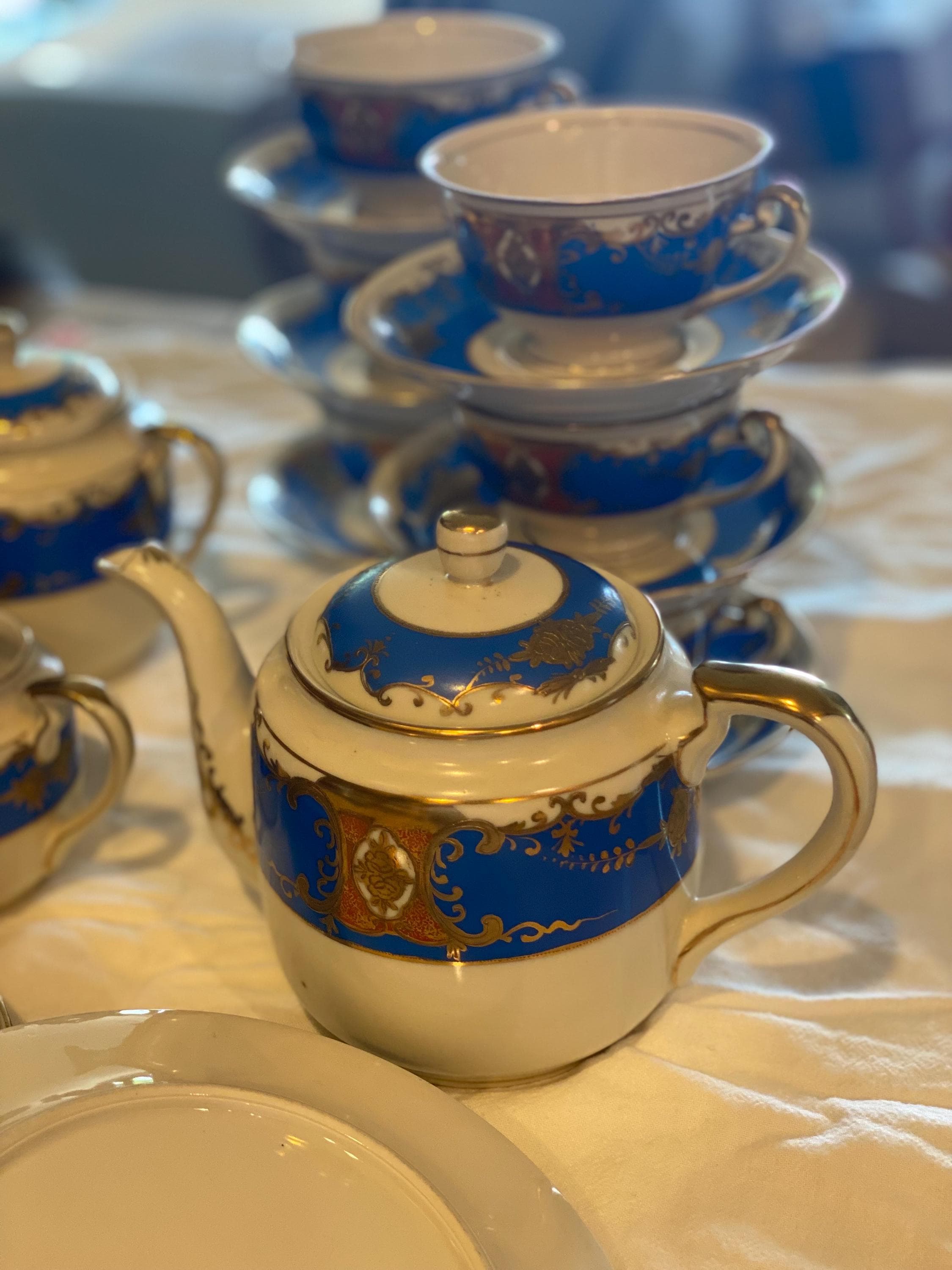 HIRA China Made in Japan Blue and Gold Tea Set - Etsy