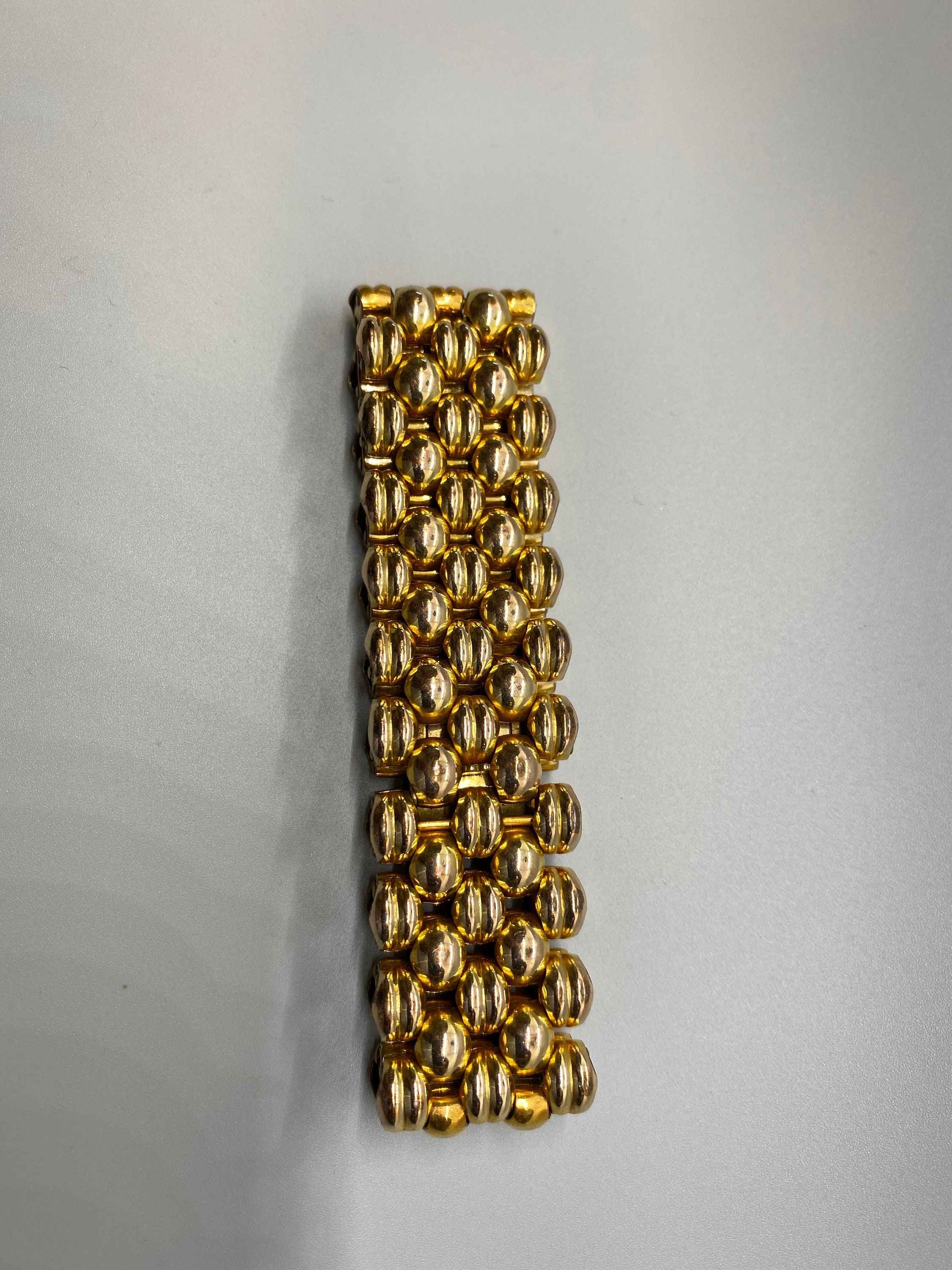 5 Row Panther Link Bracelet 1940’s Swiss Plaque ORL 20 Microns Gold ...