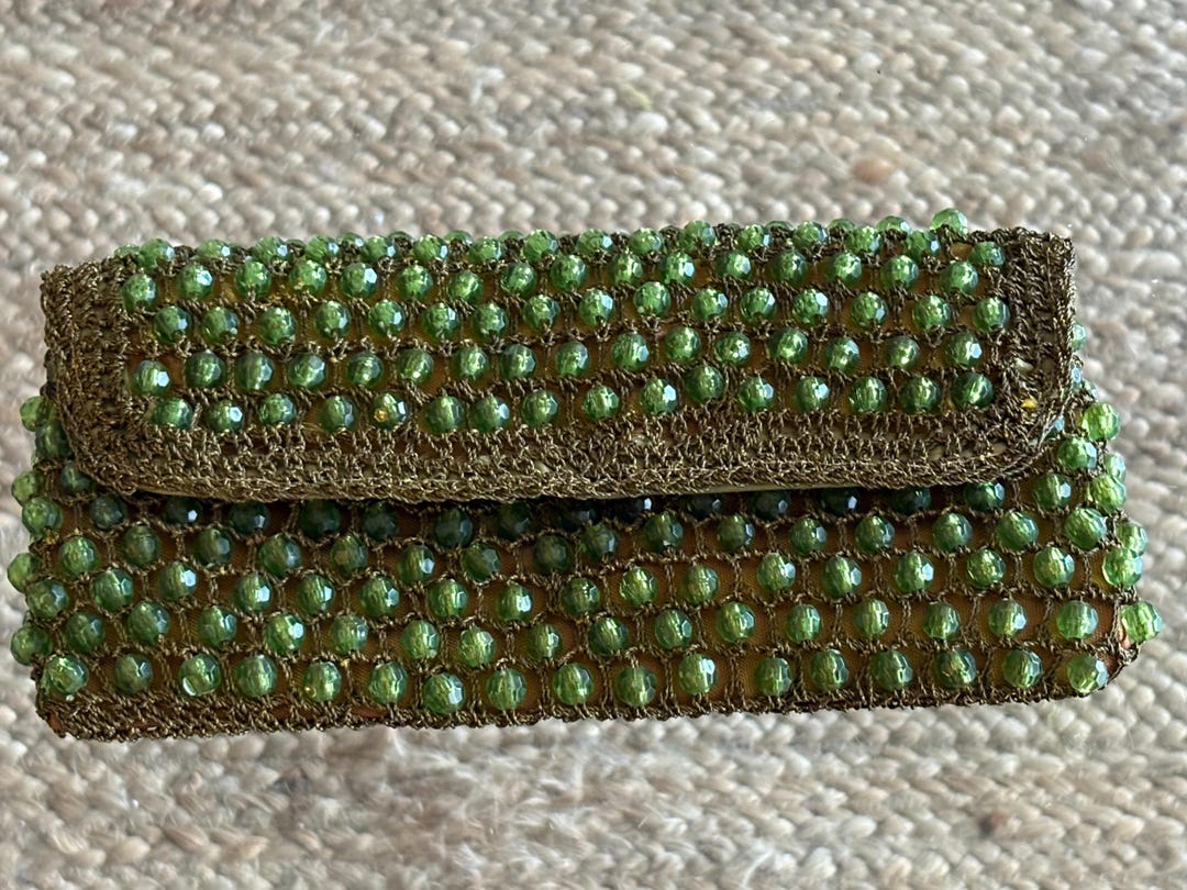 Vintage Lazarus Green Beaded Clutch Made in Italy - Etsy