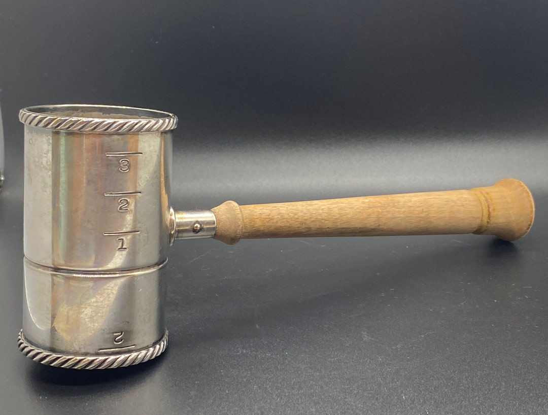 MCM Napier Silver Plate and Turned Wood Double Sided Jigger - Etsy