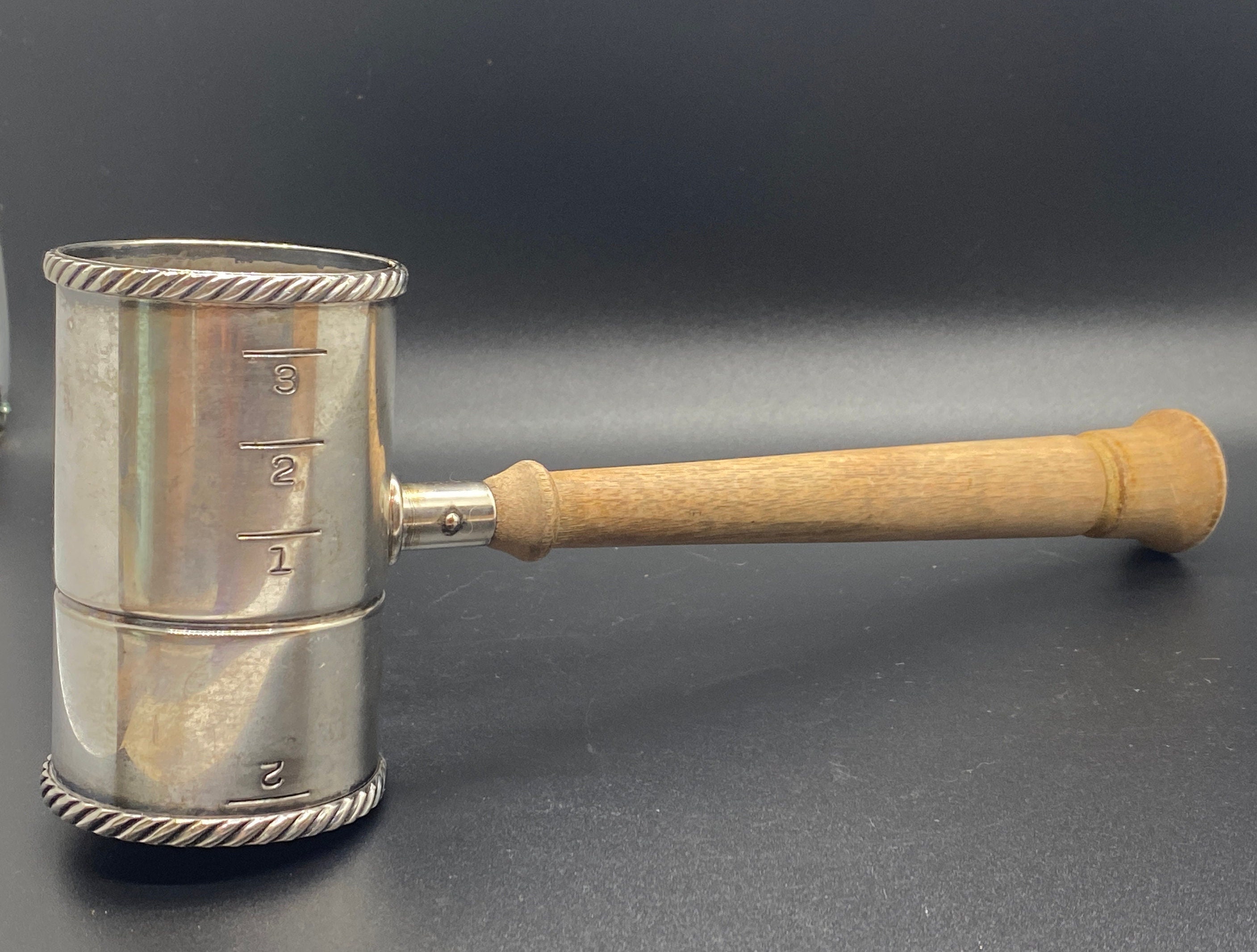 MCM Napier Silver Plate and Turned Wood Double Sided Jigger - Etsy