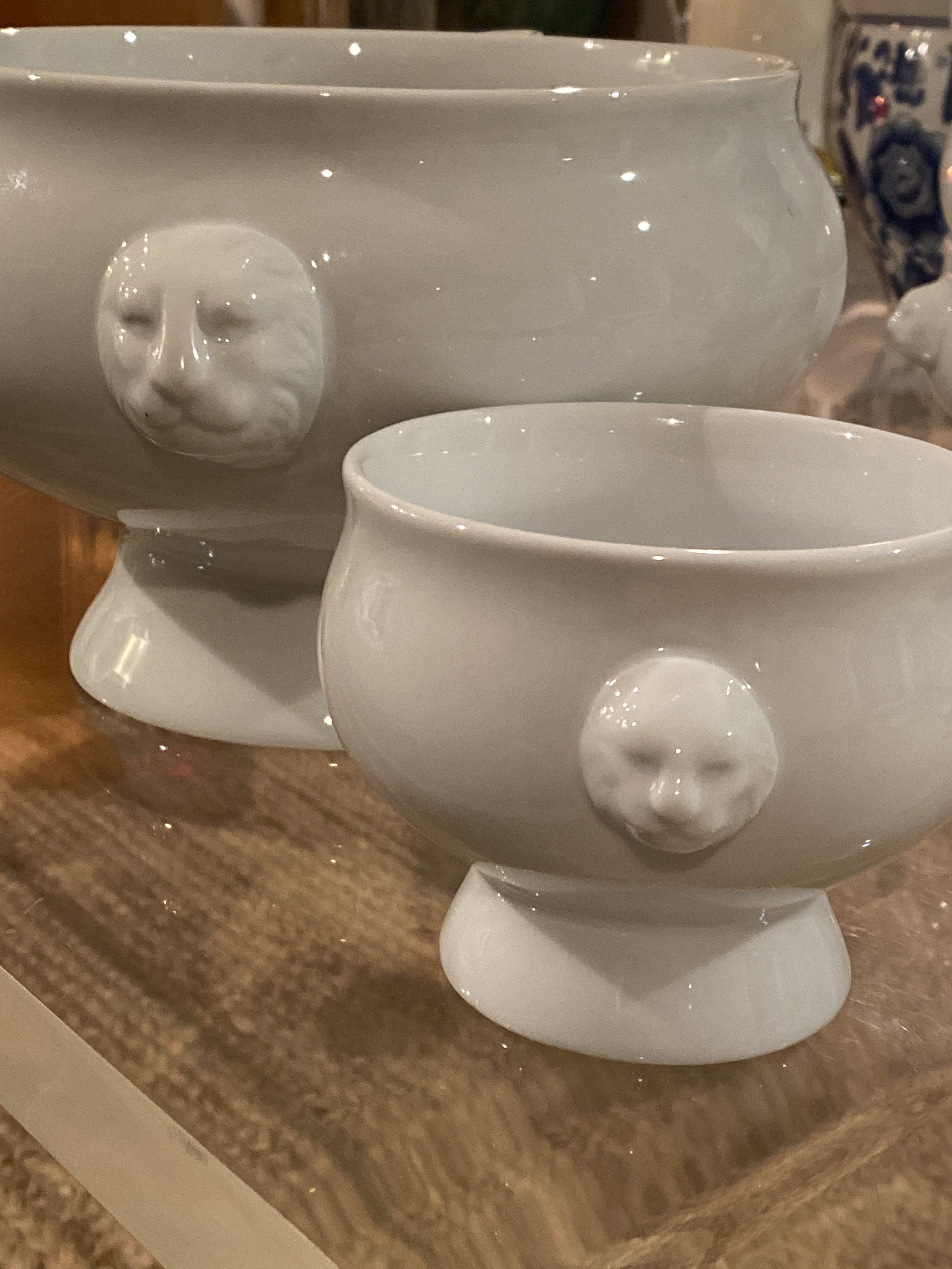 French Farm Table Vintage Bodum Large Pedestal Lions Head Terrine Pot ...