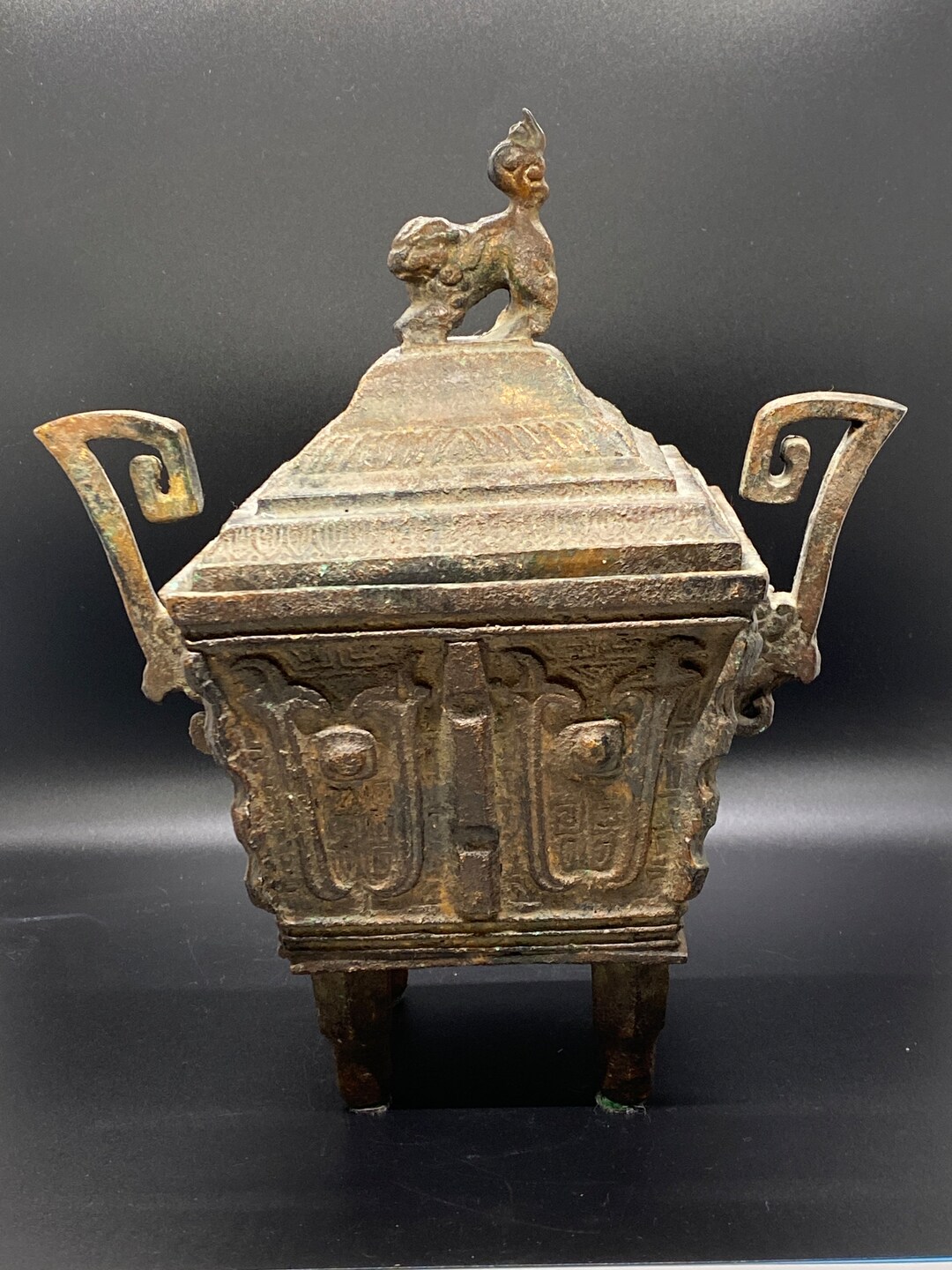 Antique Japanese Lidded Cast Iron Squared Urn - Etsy