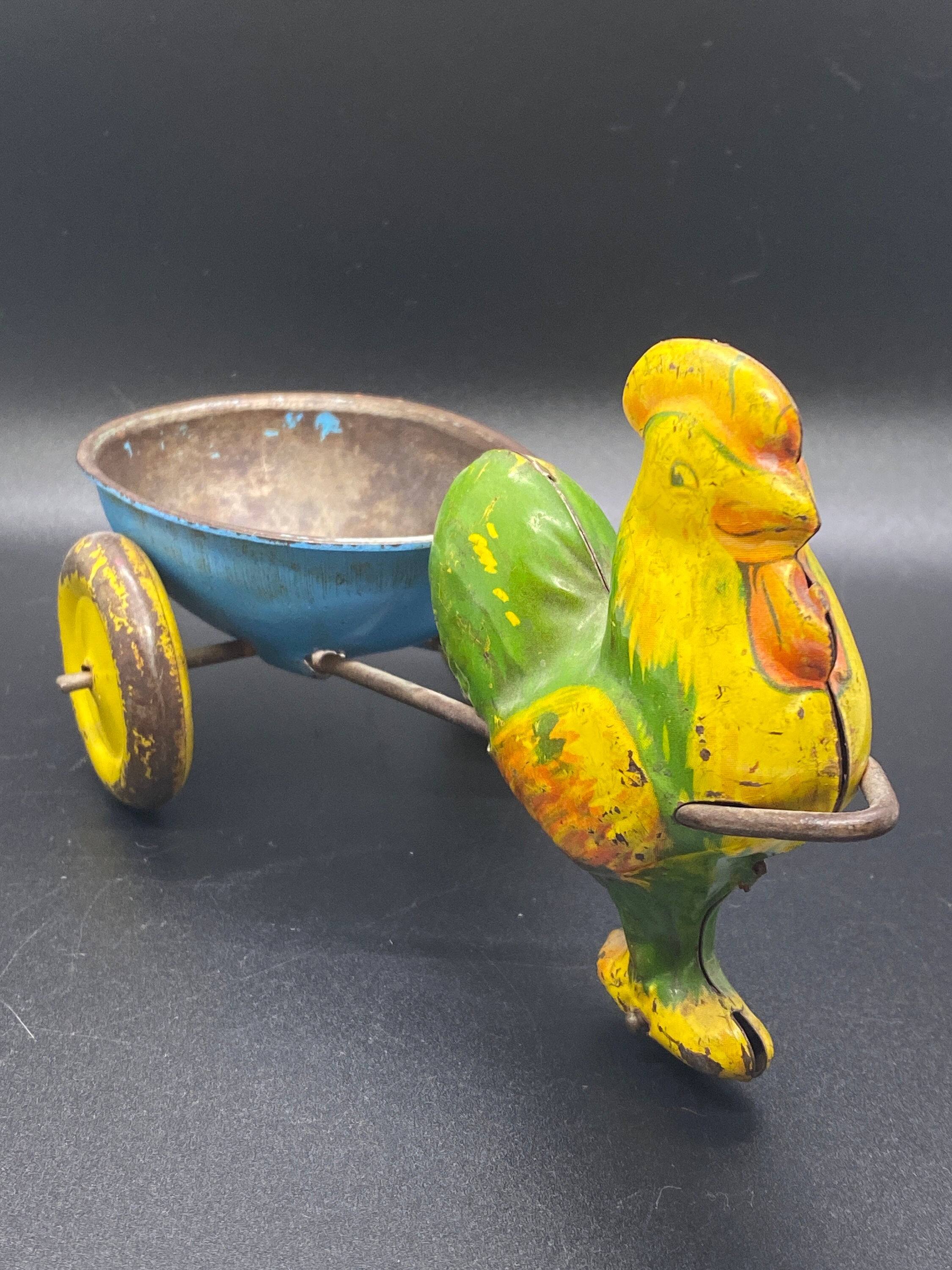 Vintage Wyandotte Tin Toy Rooster With Egg Cart Pull Toy - Etsy
