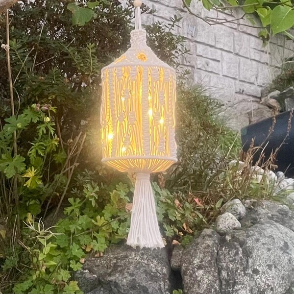 Macrame Hanging Lamp - Etsy