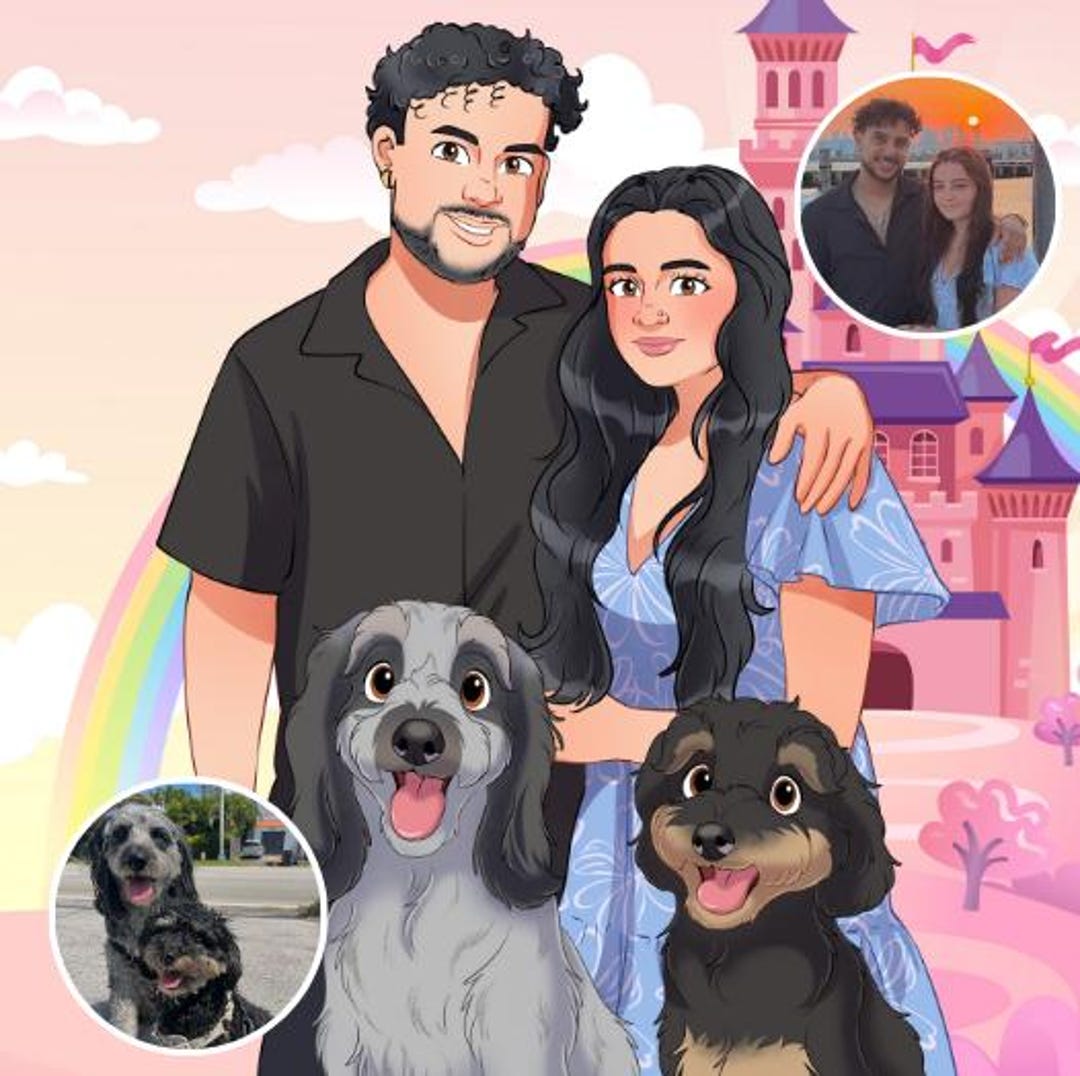 Custom Cartoon Family Portrait From Photo | Digital Art | Fun Pet ...