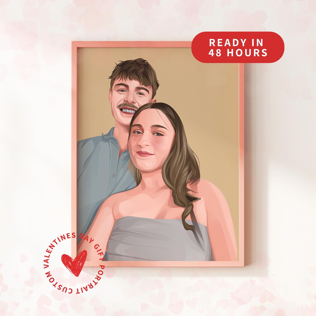 Custom Couple Cartoon Portrait | Faceless Portrait Gift | Engagement ...