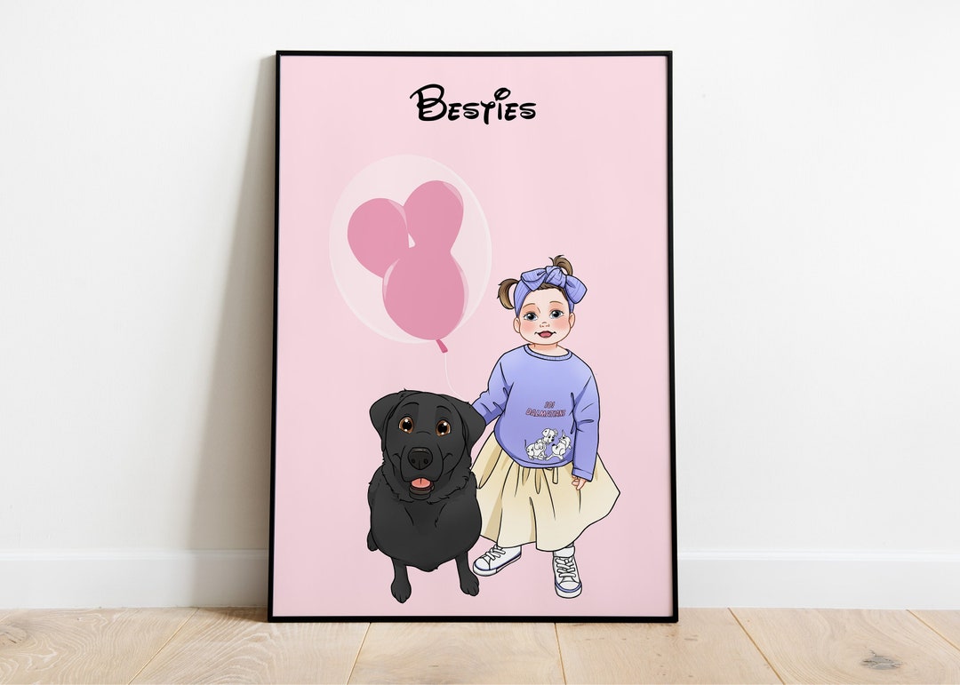 Custom Disney-cartoon Family and Pet Portrait Personalized Portraits ...