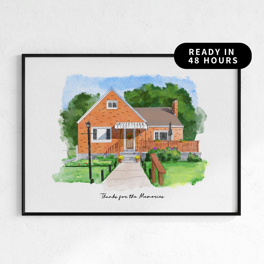 Watercolor Home Portrait | Personalized First Home Gift | Custom ...