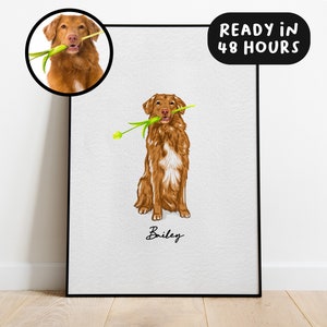 Custom Watercolor Pet Portrait, Personalized Dog Memorial Art, Hand ...