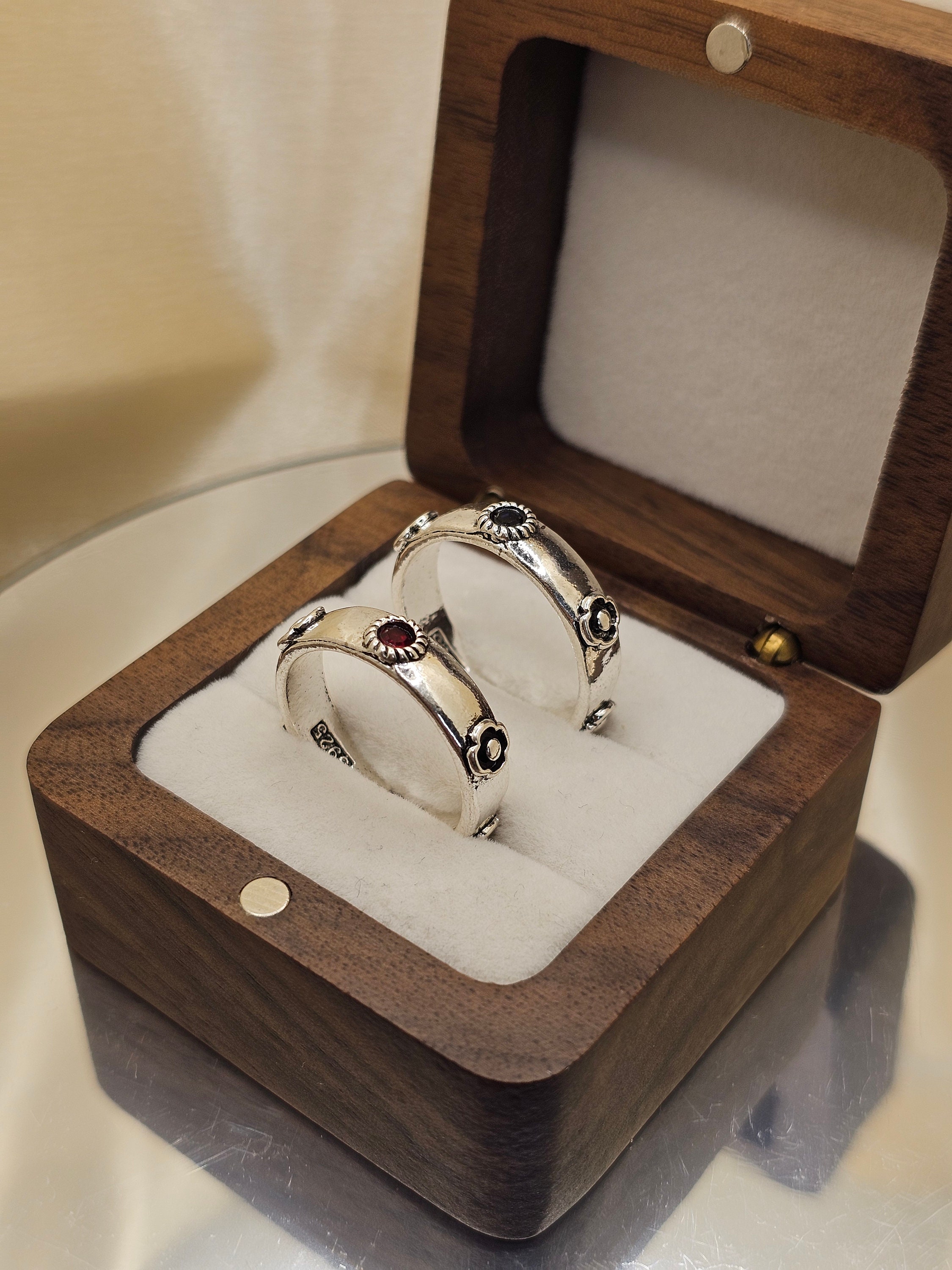 Moving Castle Rings, Couple Ring, Matching Ring, Promise Ring, Blue Gem ...