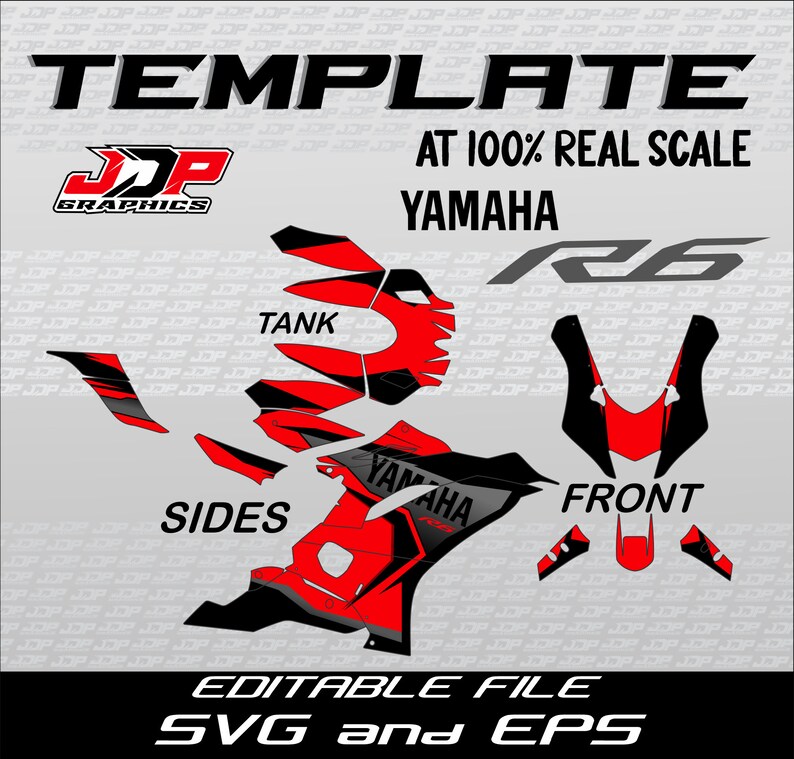 YAMAHA R6 2017 Template SVG EPS - Free Editable Design - Etsy