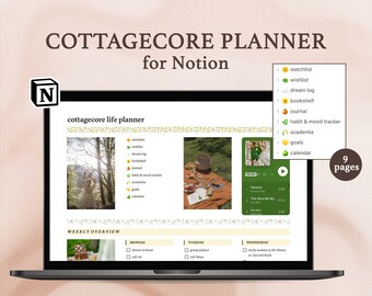 Notion Template Cottagecore Aesthetic Digital Planner - Etsy