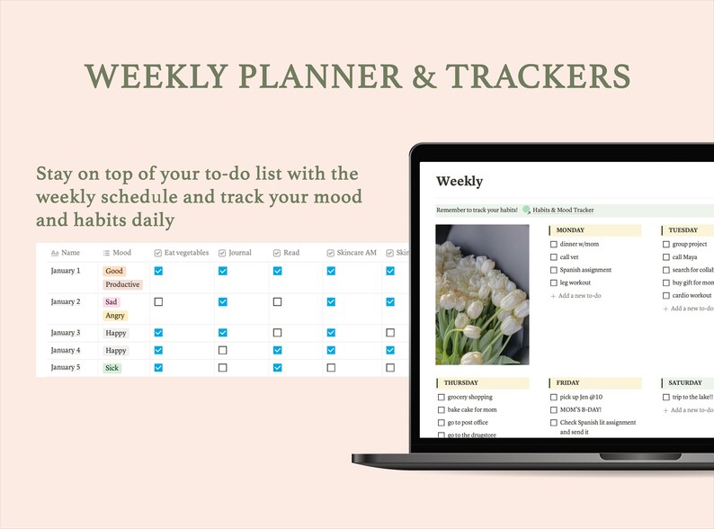 That Girl Notion Template Personal Planner Aesthetic - Etsy