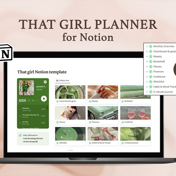 That Girl Notion Template - Etsy