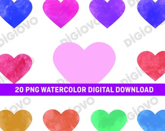 Watercolor Heart Bundle for Valentine, Clip Art,png File - Etsy