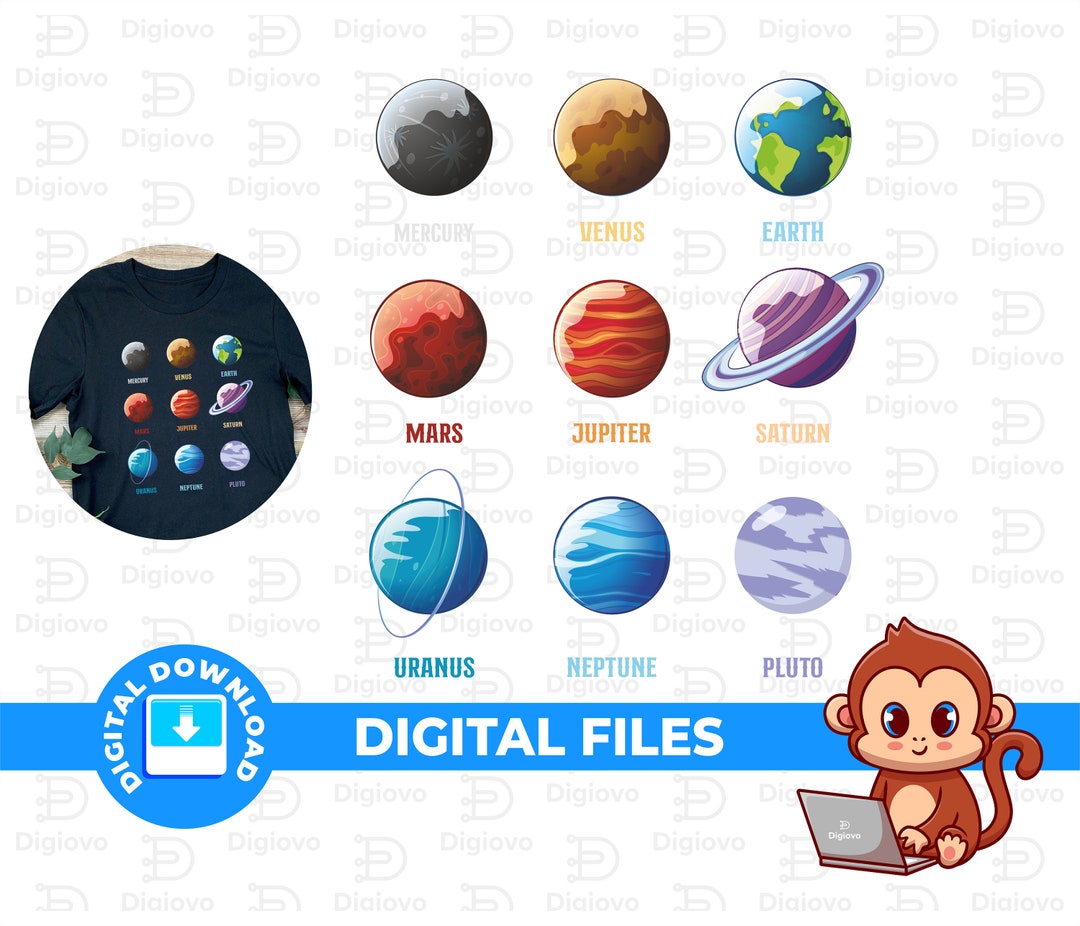 Solar System SVG, Parade of Planets Cut File, Space Png,outer Space Png Graphics Instant ...