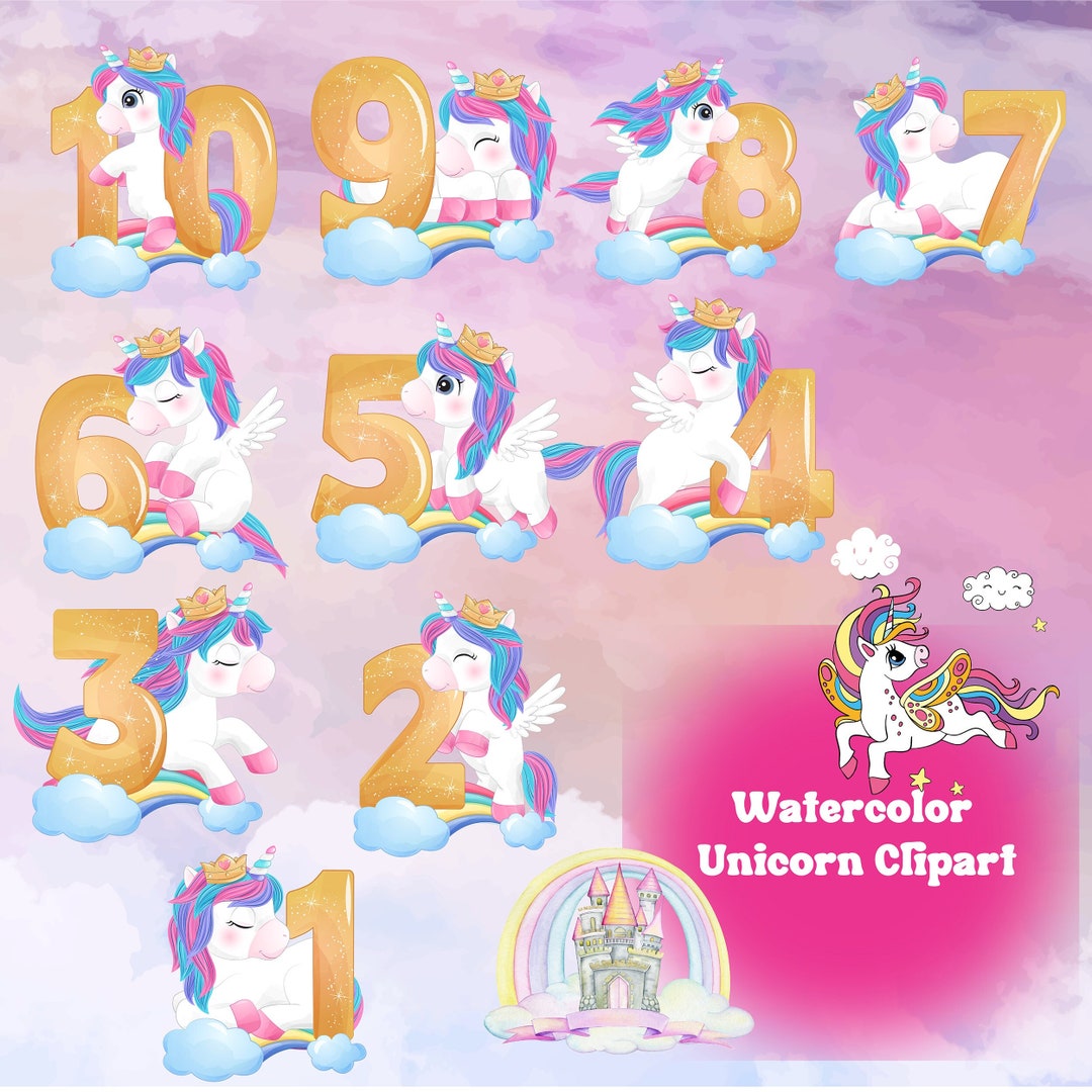 Watercolor Unicorn Clipart. Unicorn Printable. Baby Shower Kids Party ...